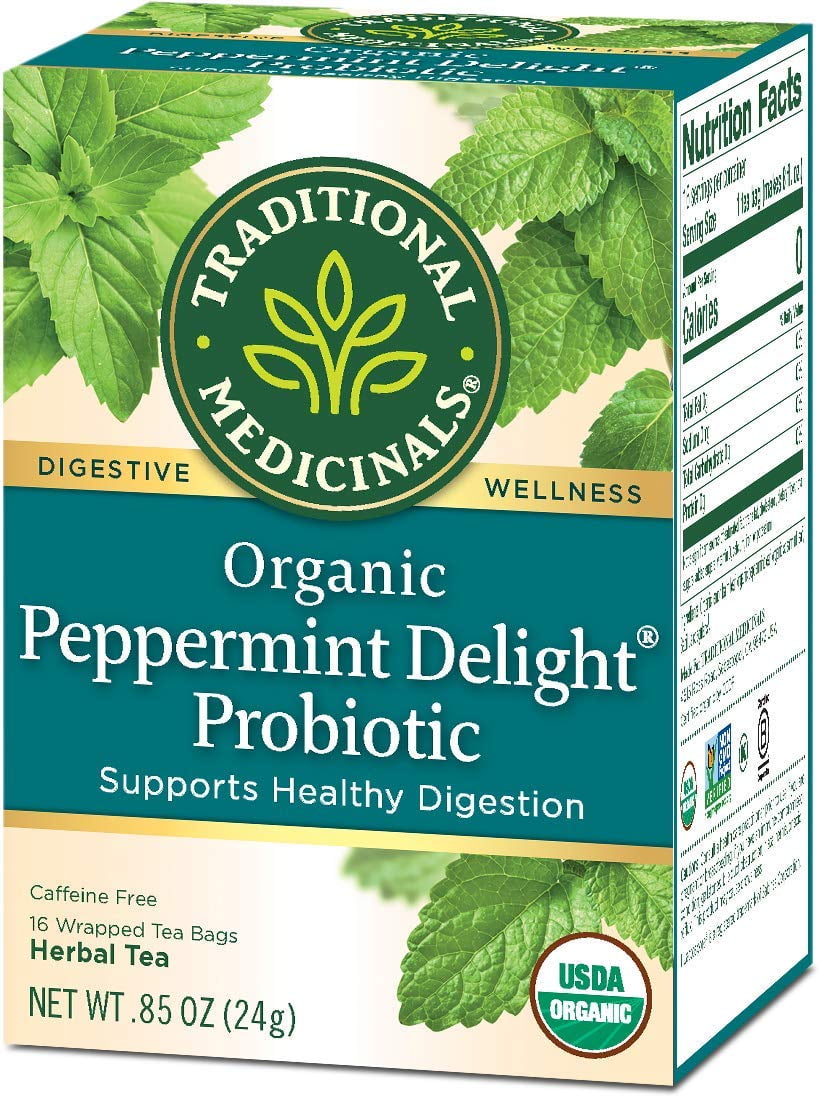 Pack of 2 - Traditional Medicinals Organic Peppermint Delight Probiotic Tea Supports Healthy ...