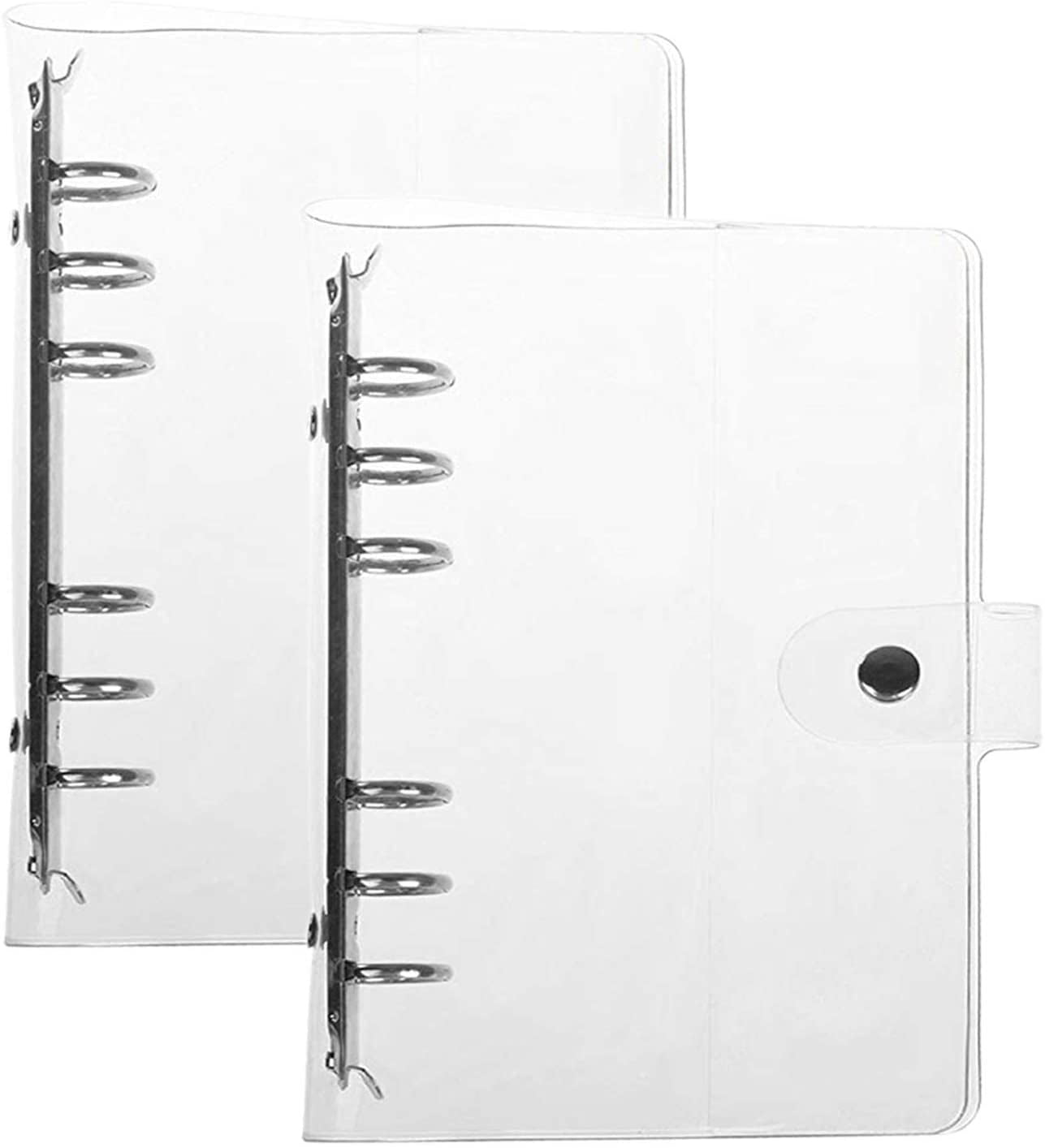 Pack of 2 Transparent Soft PVC 6-Ring Binder Cover W/Snap Button ...