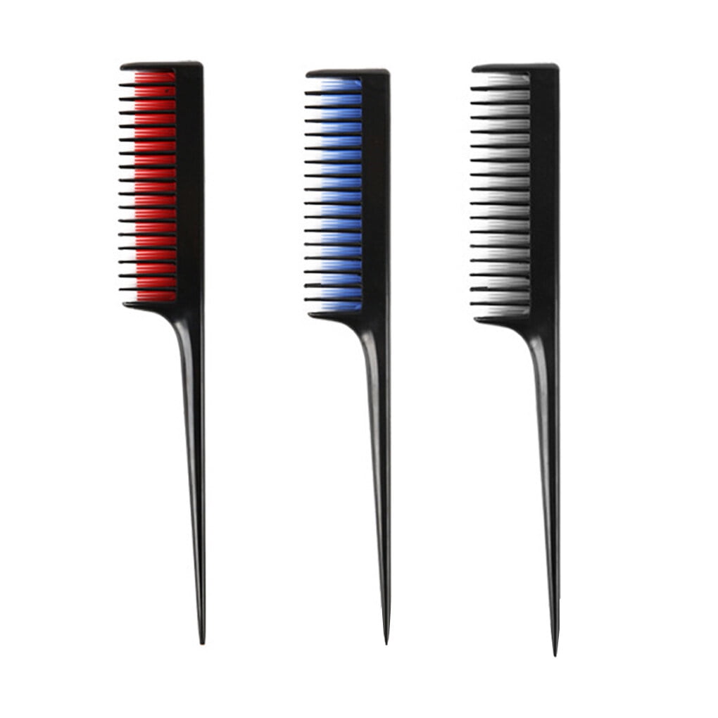 Pack of 2 Triple Teasing Comb Alternating Length Antiskid Handle ...