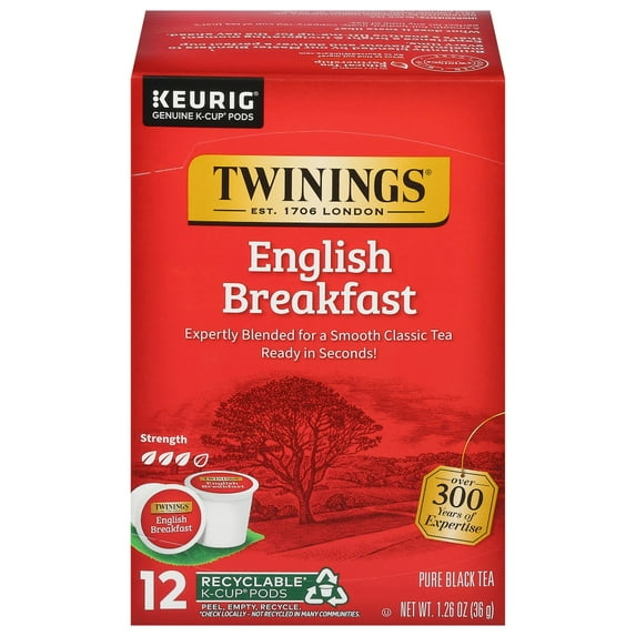 Pack of 2 Twinings Of London English Breakfast Tea K-Cup Pods, 12 ct ...
