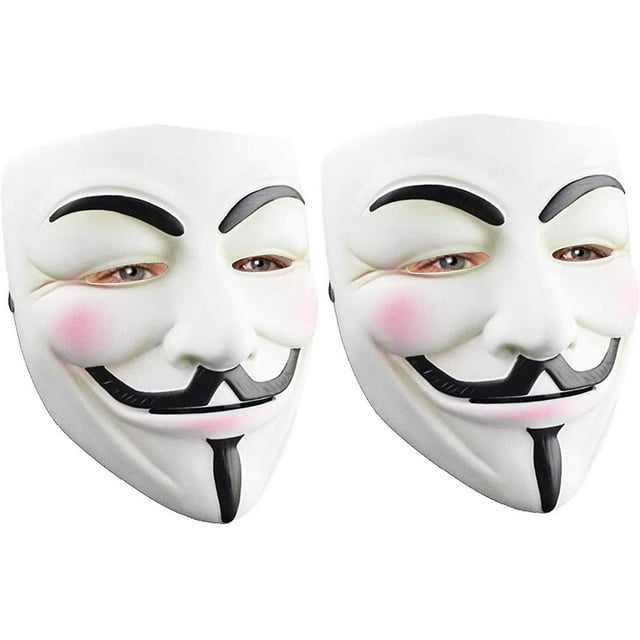 (Pack of 2) V for Vendetta White Masks - Anonymous Hacker Costume for ...