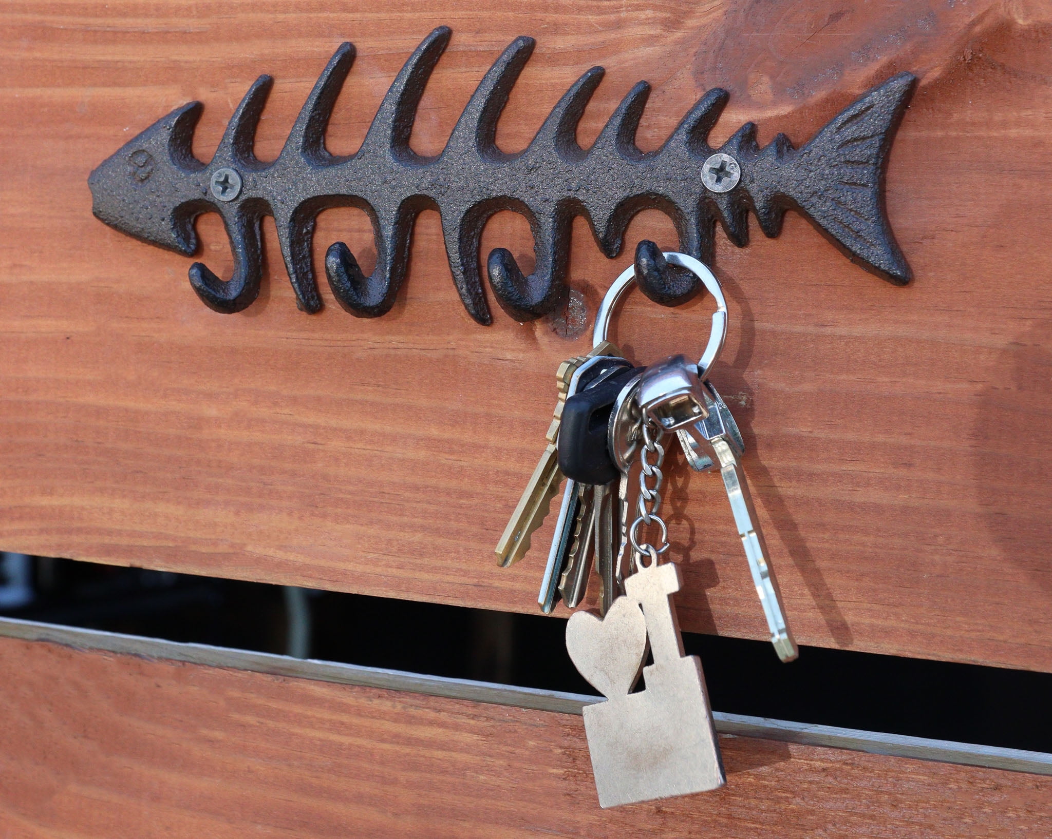 Pack of 2 Vintage Marine Decorative Cast Iron Fish Bone Quadruple Wall ...