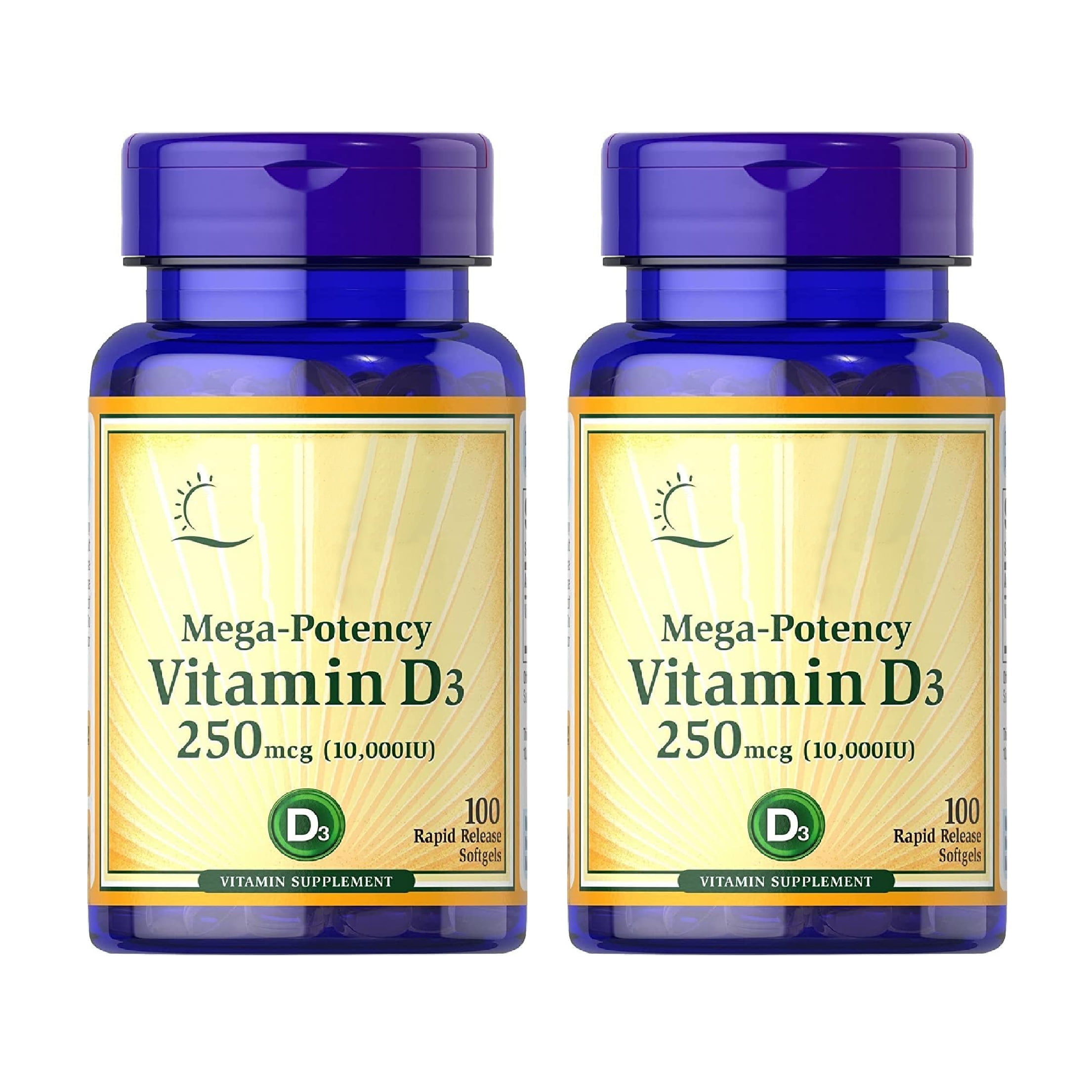 Pack of 2 Vitamin D3 10,000 IU – 100 Softgels Each – High Potency ...
