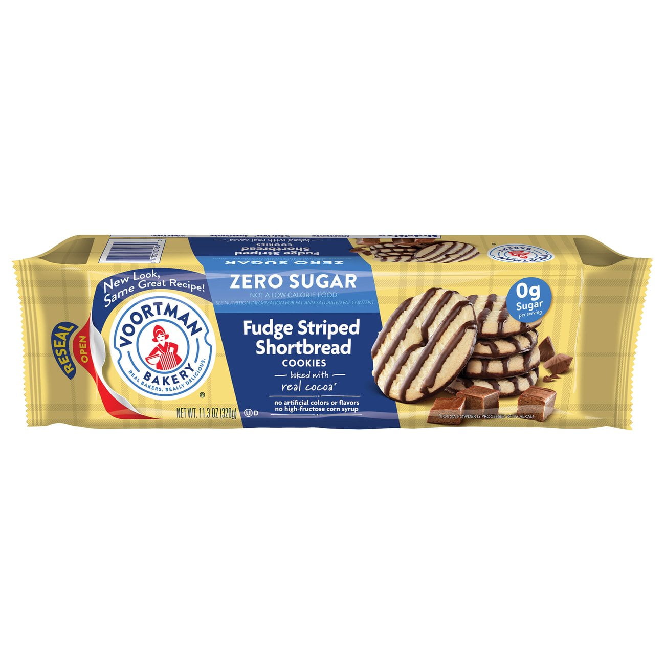 Pack of 2 Voortman Zero Sugar Fudge Striped Shortbread Cookies, 11.3 oz ...