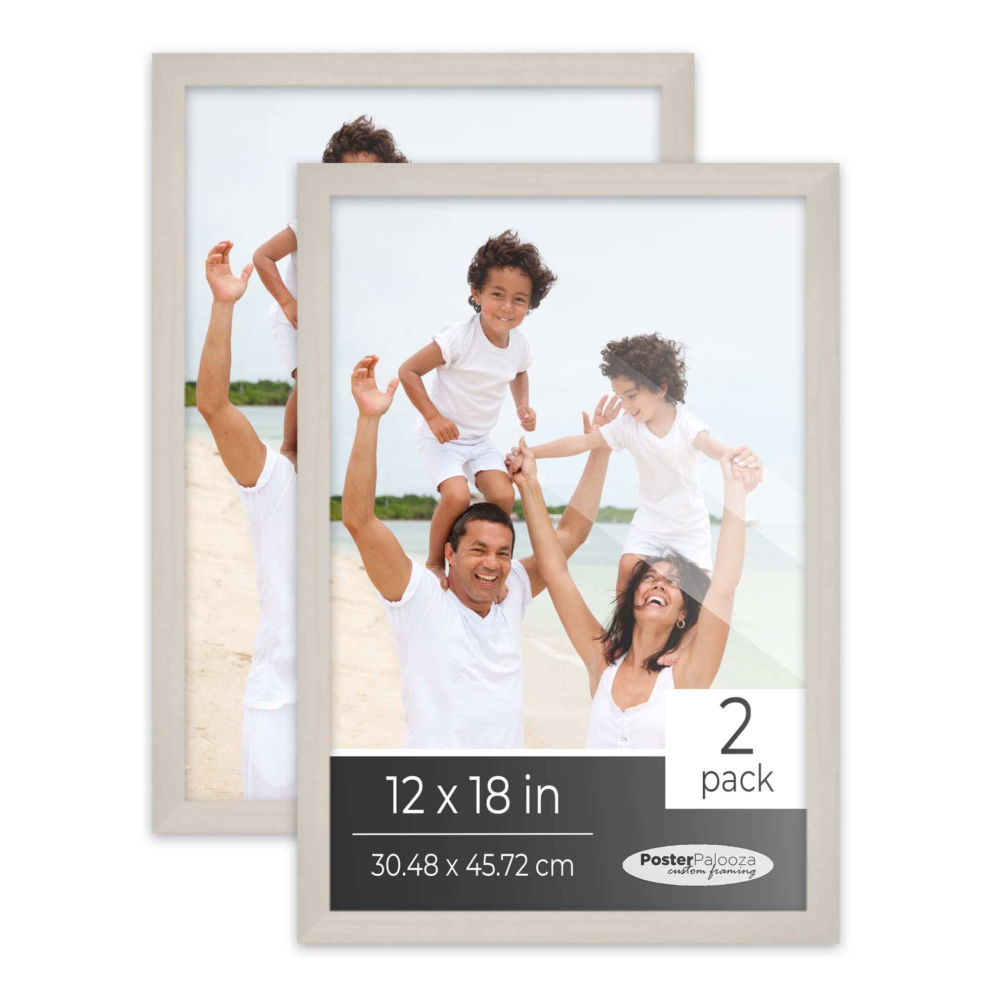 Pack of 2 White Washed 12x18 Picture Frames | Solid Wood | UV-Resistant ...