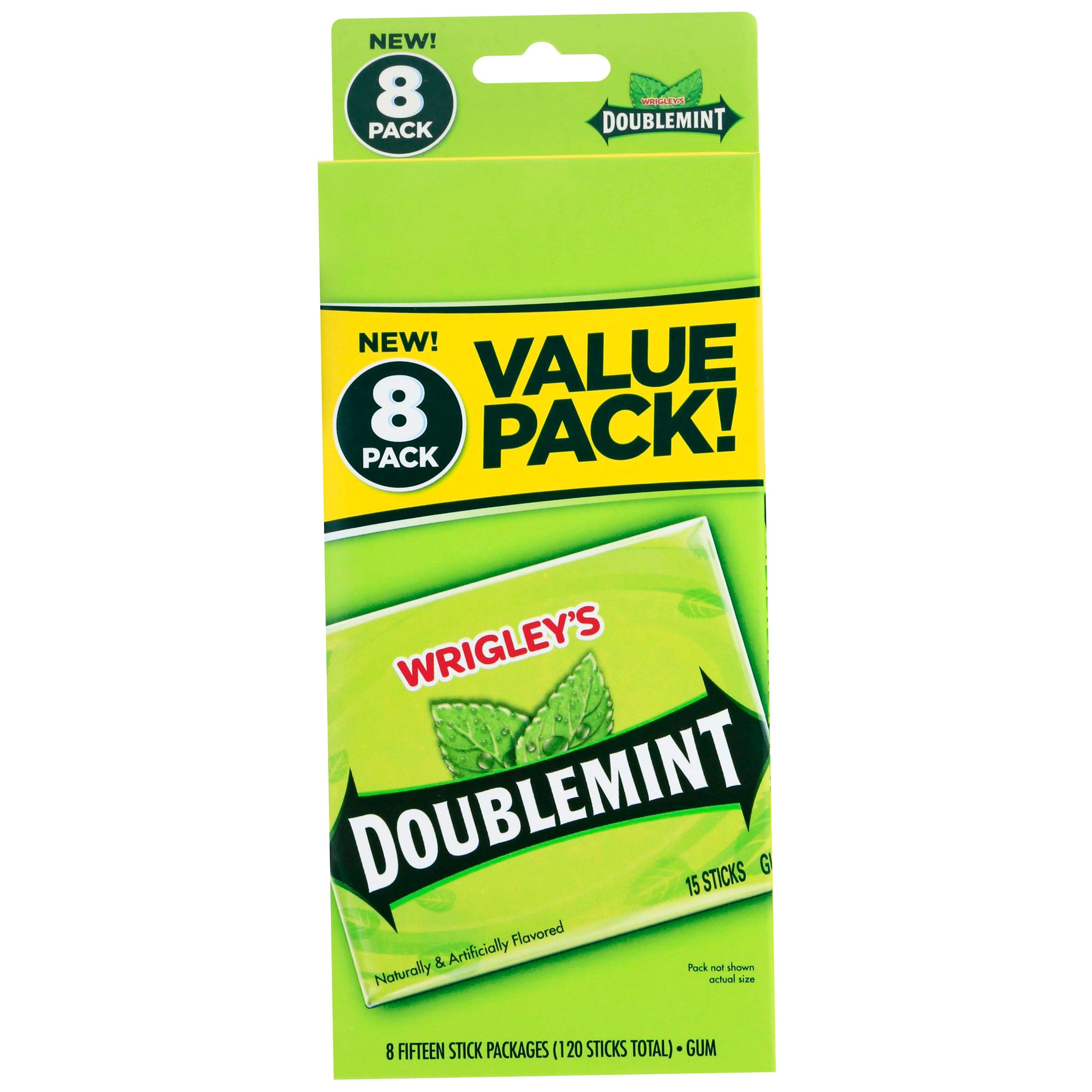 Pack of 2 Wrigley's Doublemint Chewing Gum Value Pack, 8 Pk, 120 pc ...