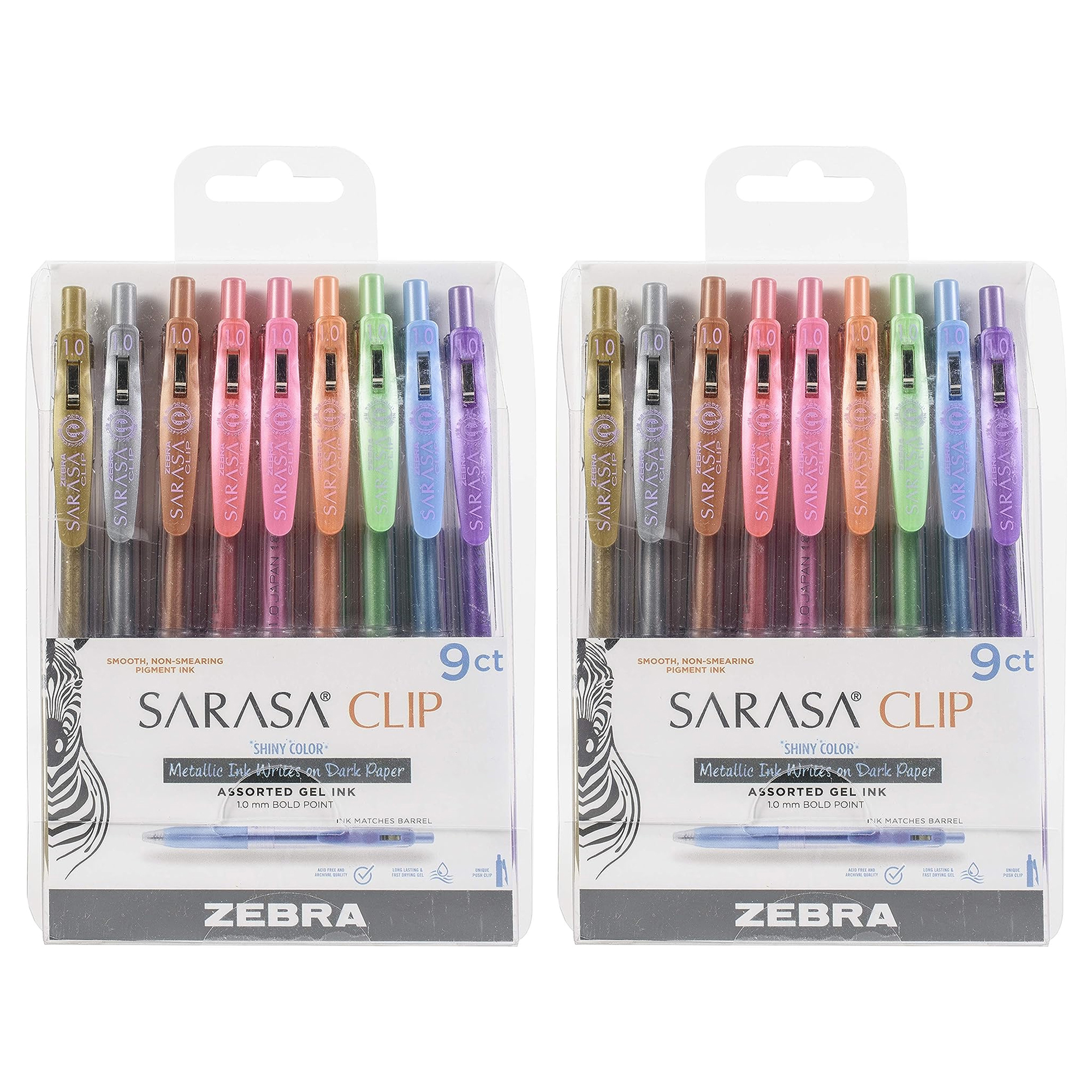 Pack of (2) Zebra Pen Sarasa Clip Retractable Gel Pen, Bold Point, 1 ...
