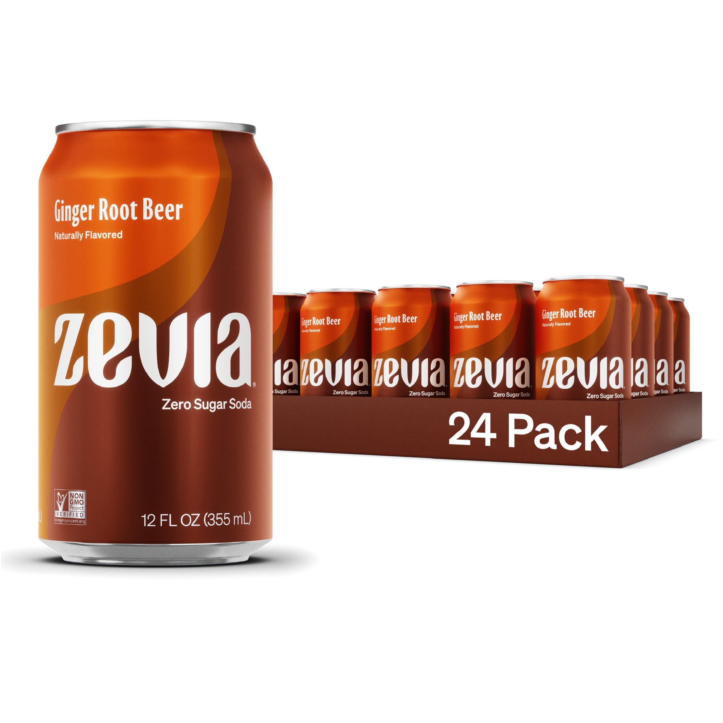 Pack of 2 - Zevia Zero Calorie Soda, Ginger Root Beer, 12 Ounce Cans (Pack Of 24) - Walmart.com