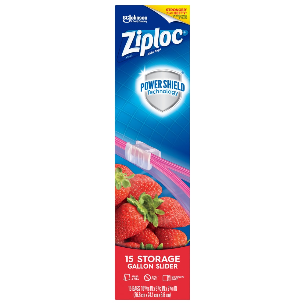 Pack of 2 Ziploc Brand Gallon Slider Storage Bags with Power Shield ...