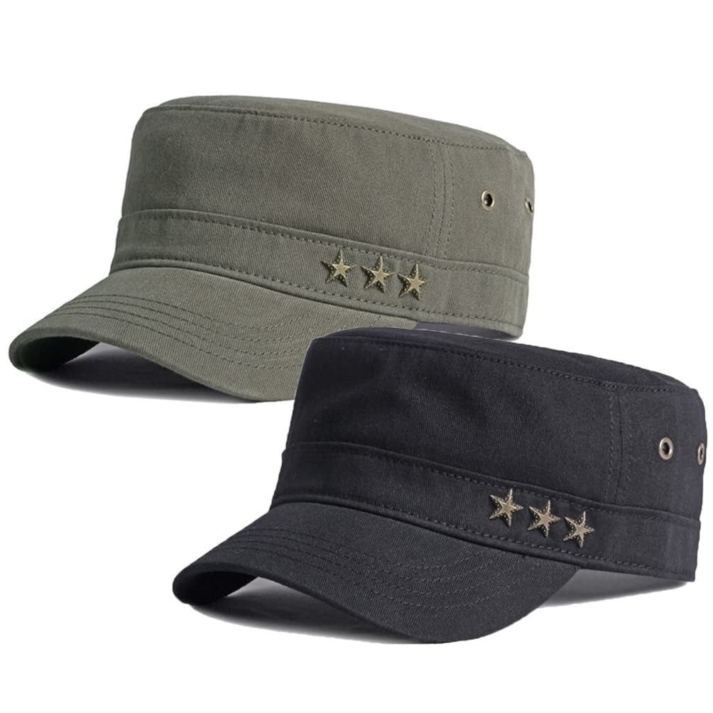 Pack of 2 cotton military caps for men, classic army cadet caps Vintage ...