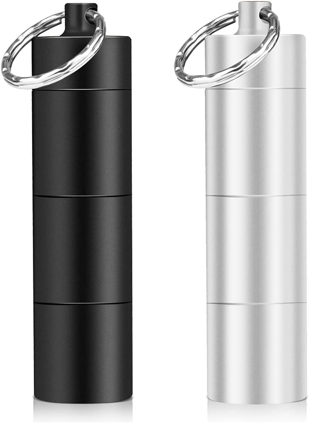 Pack of 2 pill box key rings, waterproof with 3 divisible compartments ...