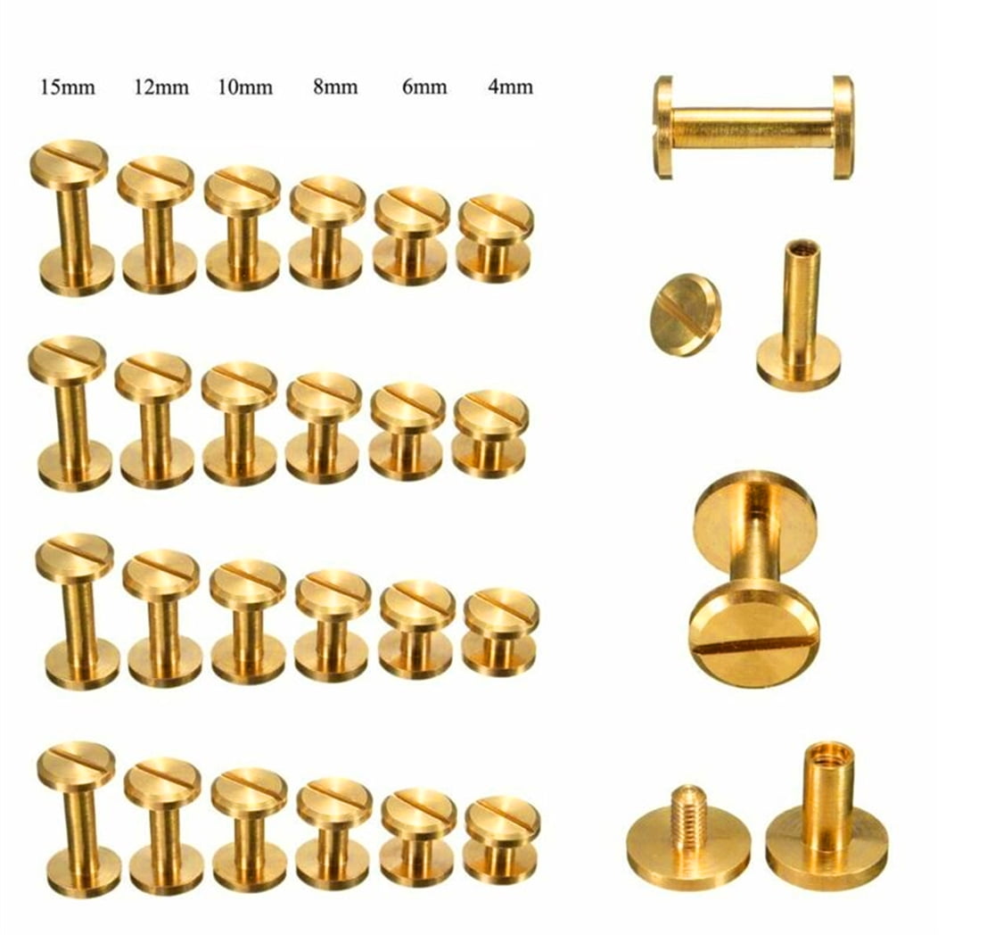 Pack of 20 Brass Backscrews Golden Leather Fasteners Sturdy Binding ...