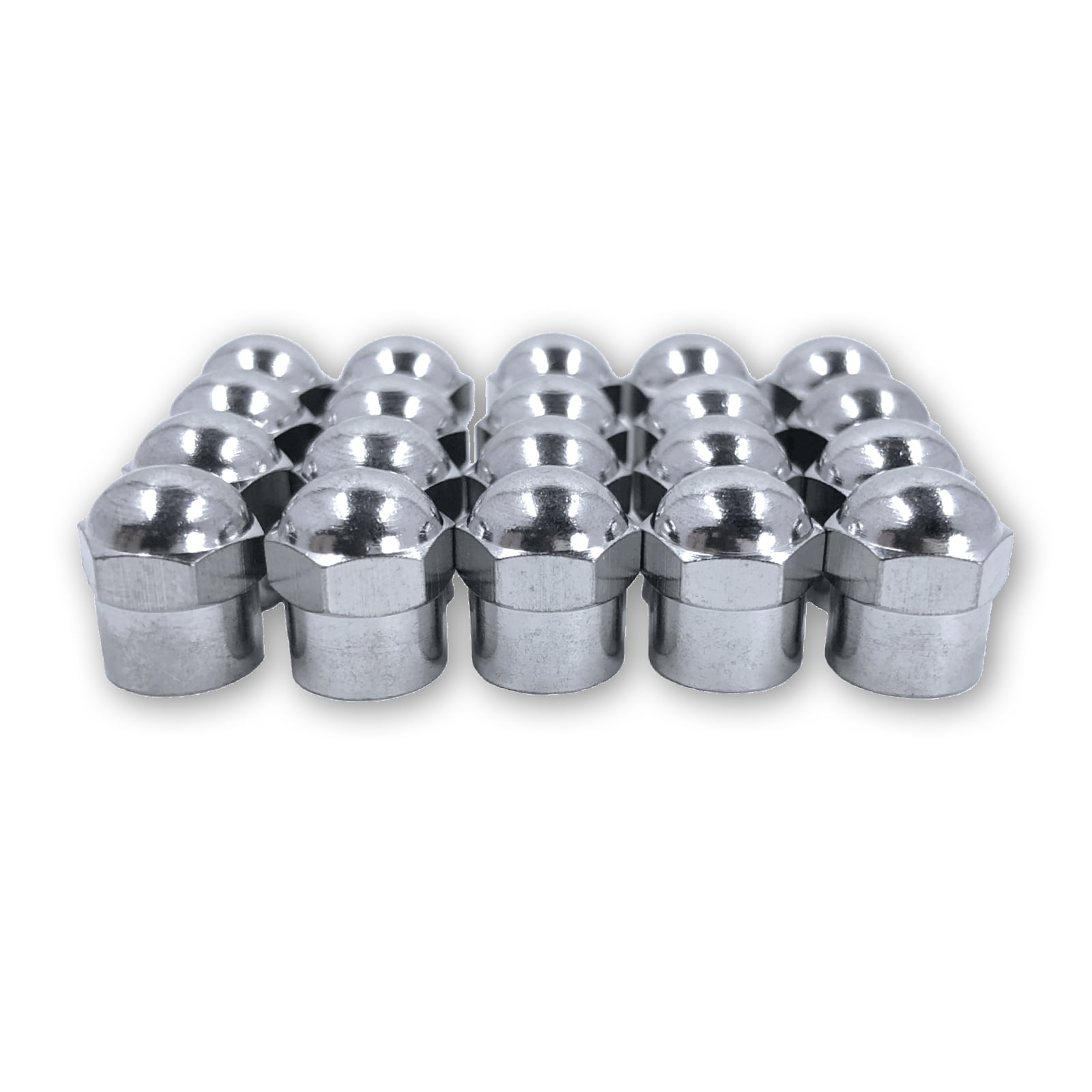 Pack of 20 Chrome Hex Dome Metal Valve caps for Cars, Bicycles and ...