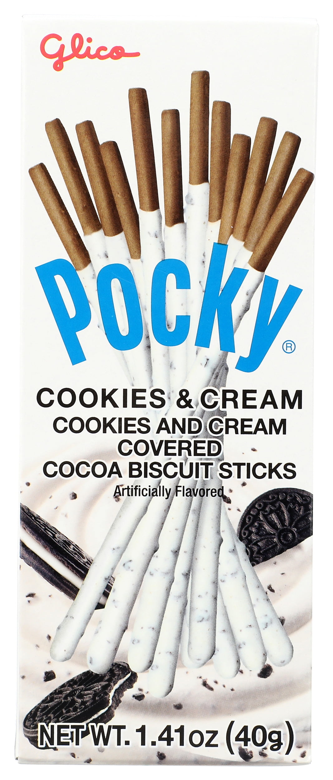 Pack of 20, Glico Pocky Cookies & Cream Cocoa Biscuit Sticks, 1.41 oz ...