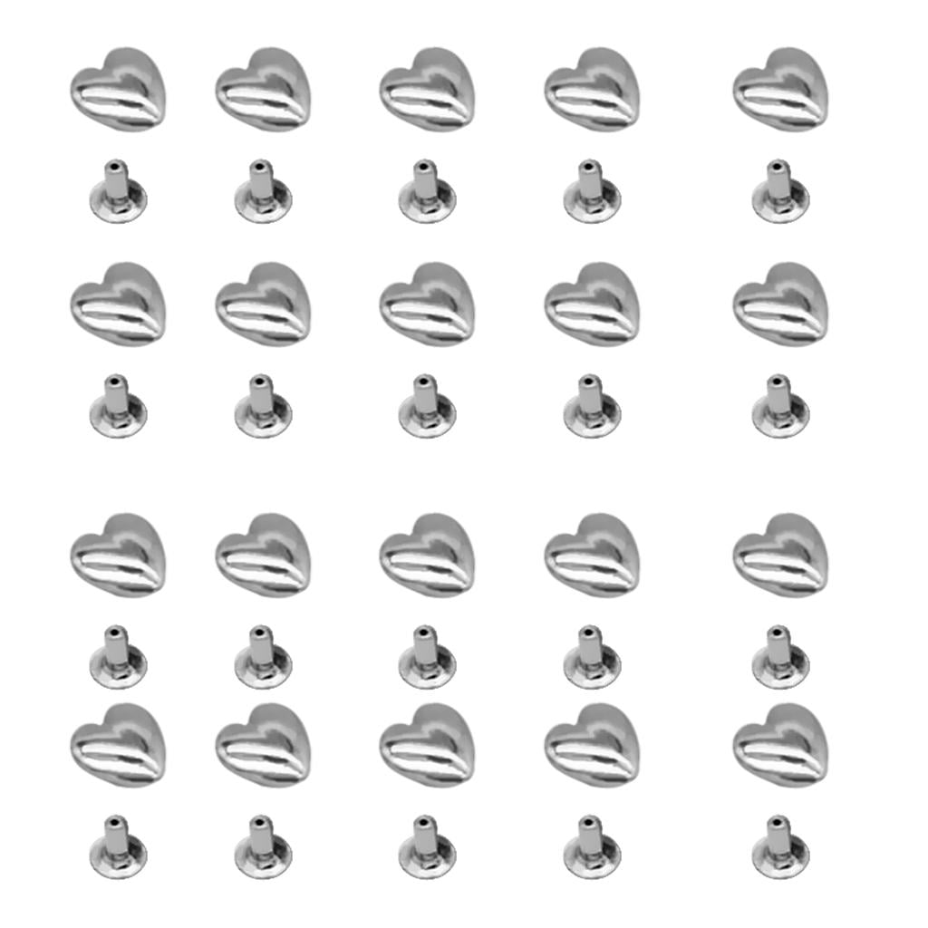Pack of 20 Heart Patterns Rivets Punk Sewing Fasteners DIY Rivets ...