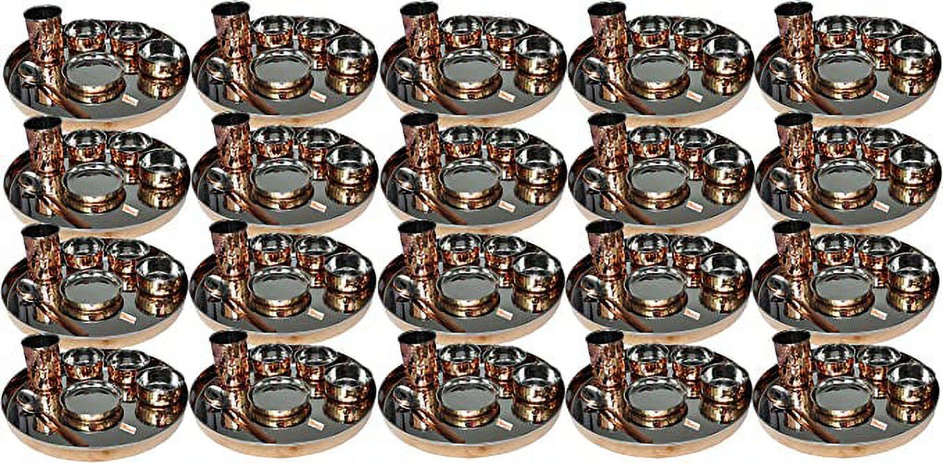 Pack of 20 Set Stainless Steel Copper Traditional Dinnerware Set of ...