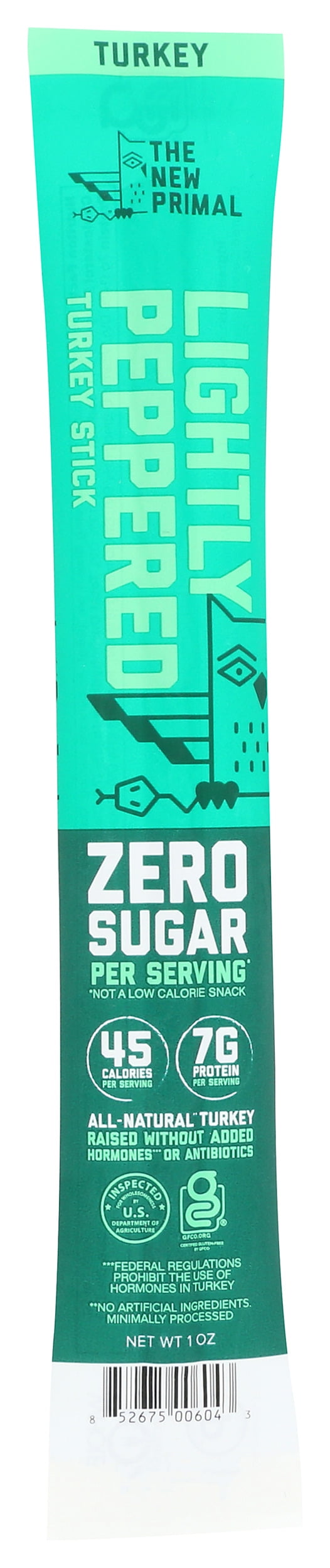 Pack of 20, The New Primal Lightly Peppered Turkey Meat Sticks, 1 oz ...