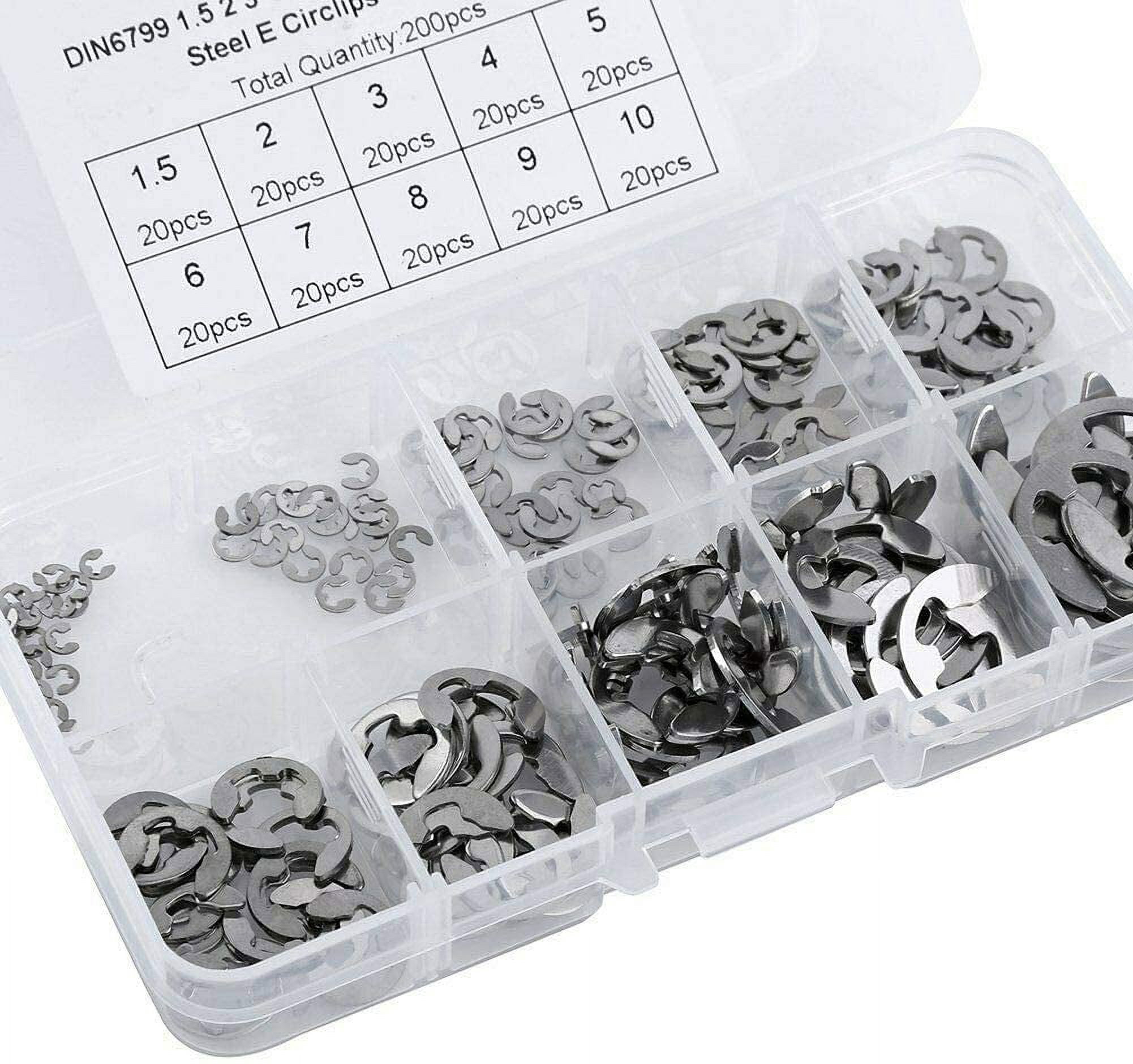 Pack Of 200 304 Stainless Steel Retaining Rings 10 Sizes 1.5 / 2/3/4/5 ...