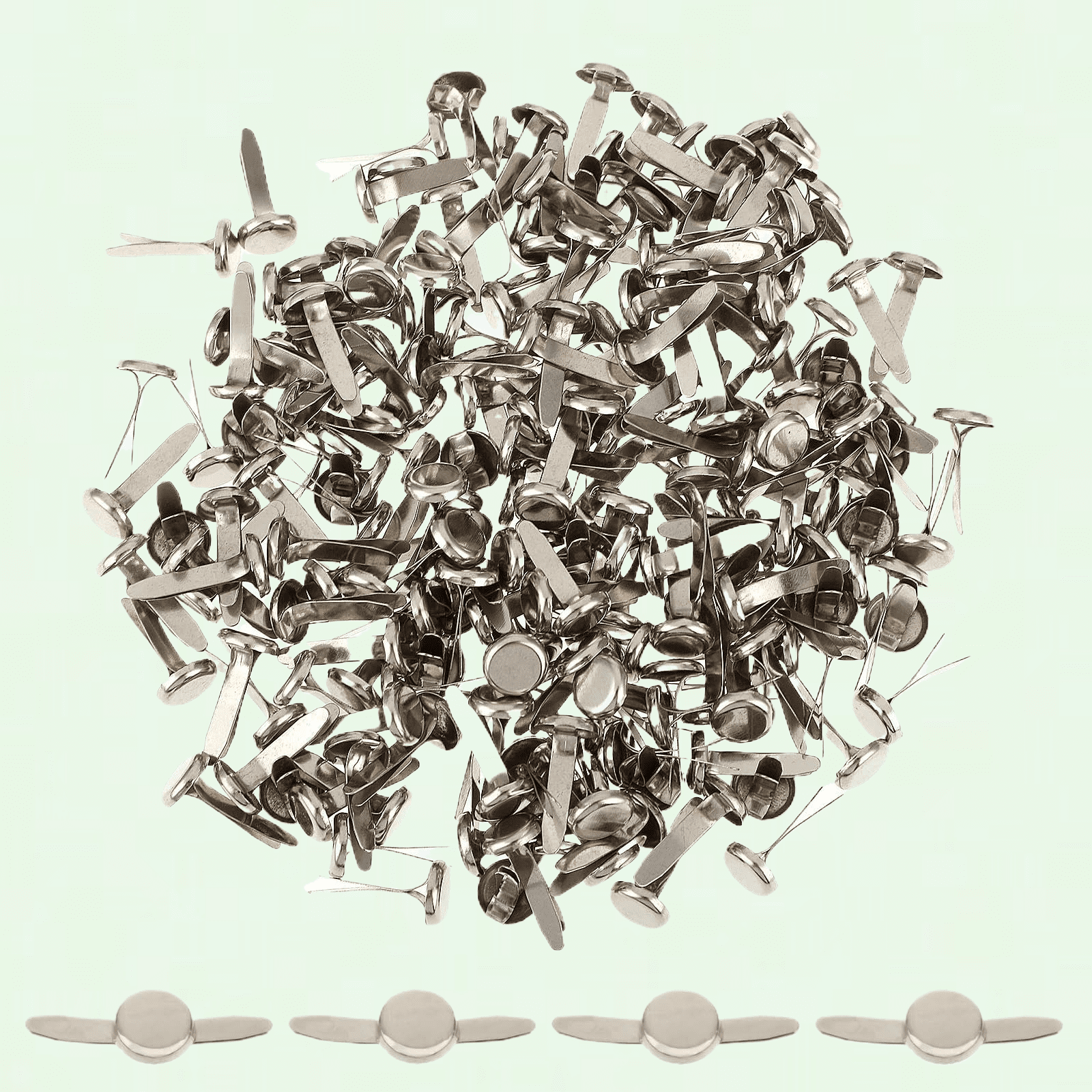 Pack of 200 Paper Clasp Mini Brads, Silver Metal Round Head Clips for ...