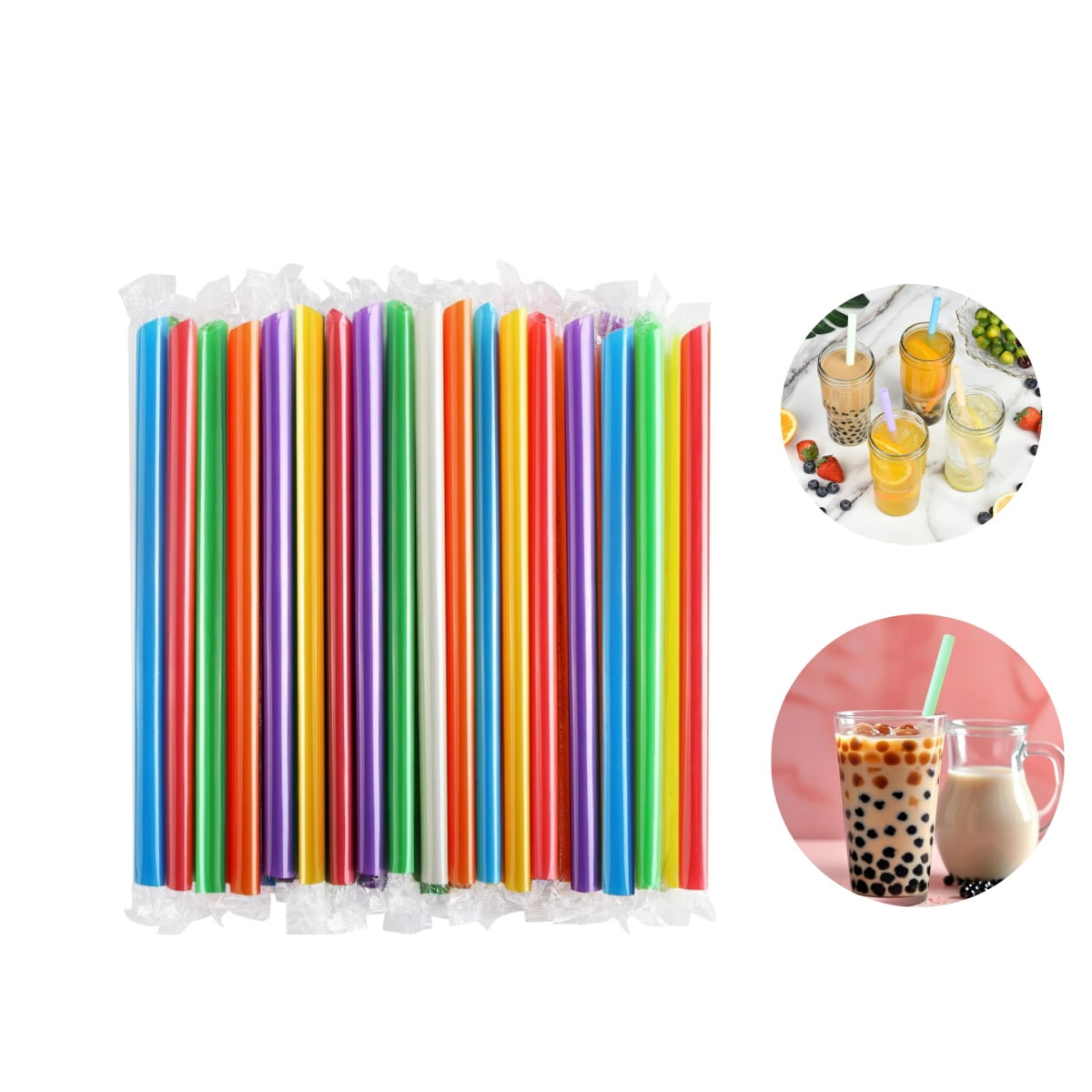 Pack of 200 Portable Smoothie Straws,QZS Disposable Plastic Milkshake ...
