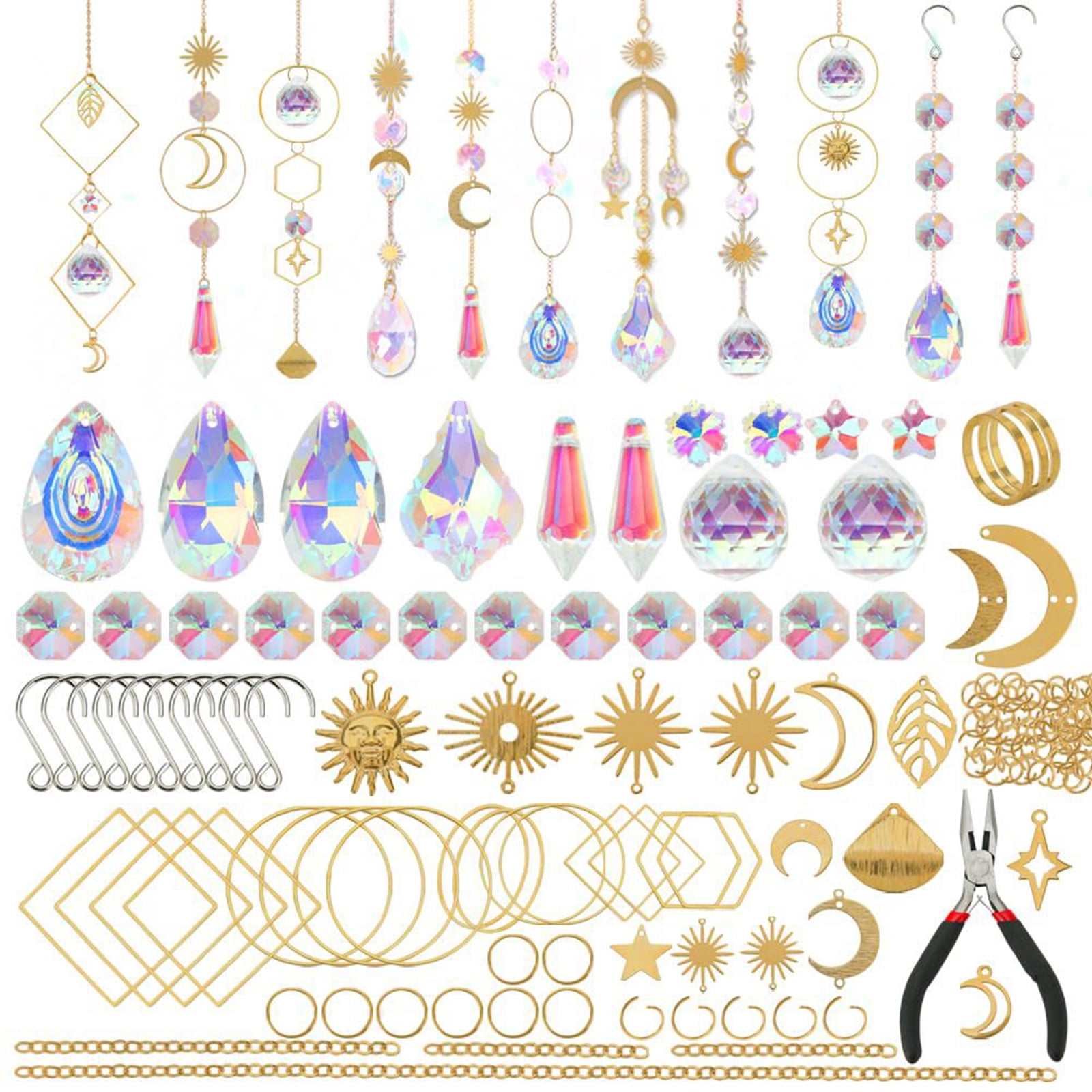 Pack of 200 Suncatchers Craft Set Sun Catchers Craft Set with Hooks ...