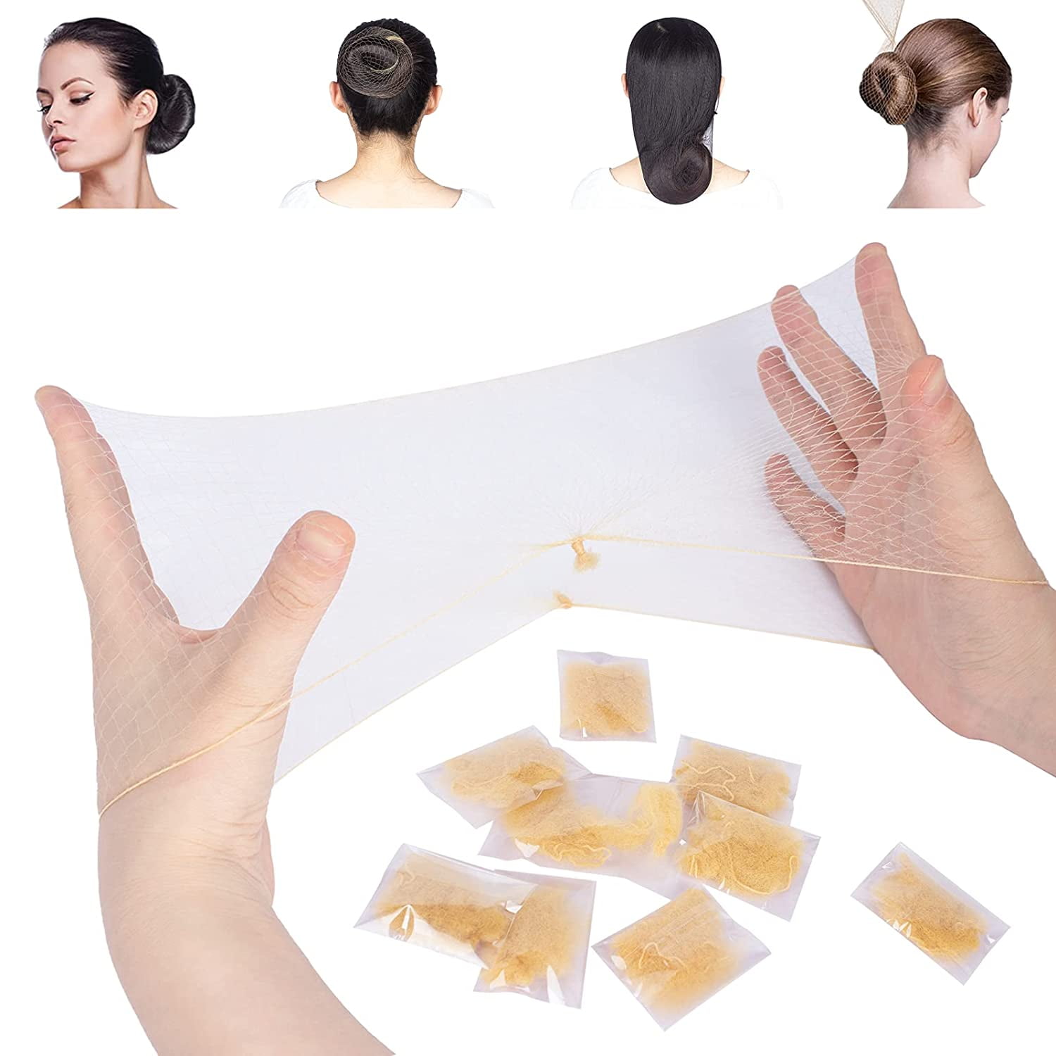 Pack of 20pcs Hair Nets Invisible Elastic Edge Mesh 50cm 20" Blonde ...