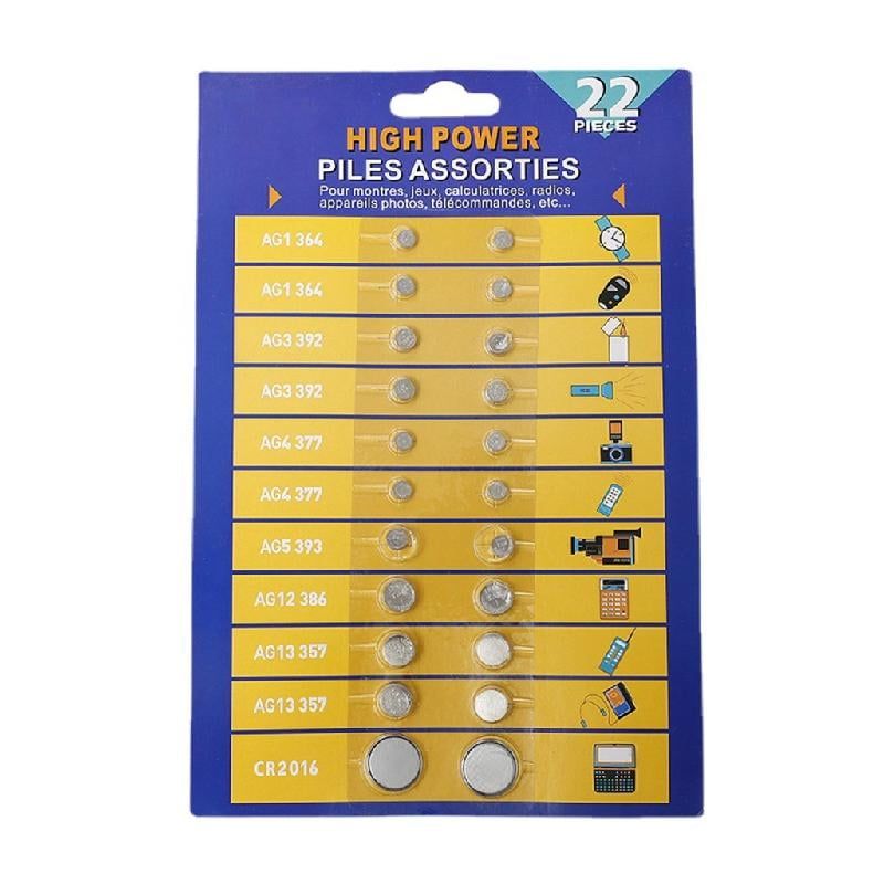 Pack of 22 Button Cell Batteries Coin Cell Battery for Watches and ...