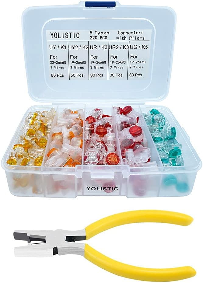 (Pack of 221) Wire Connectors Assortment Kit include UY / K1, UY2 / K2 ...