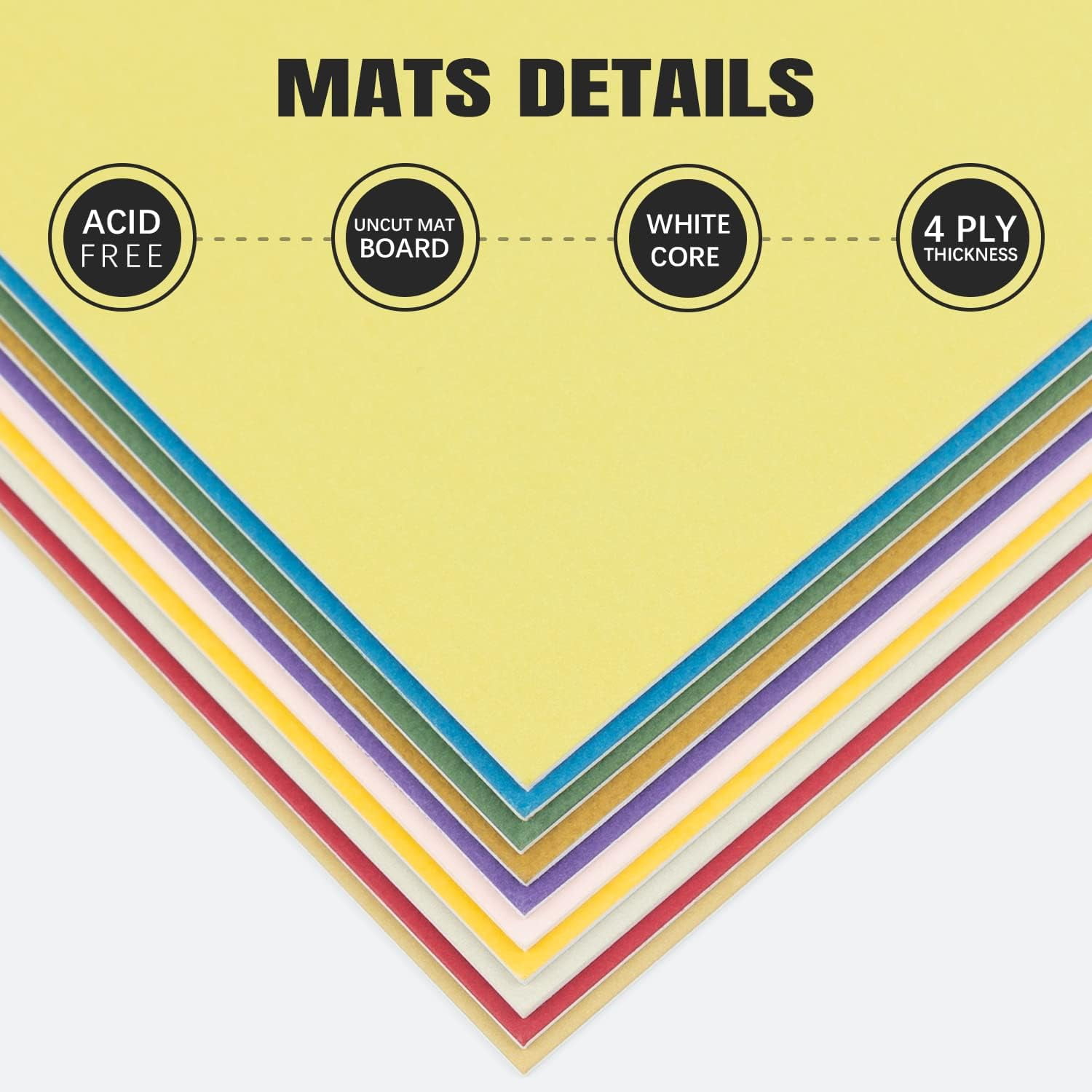 Pack of 20 16x20 Uncut Picture Mat Boards, Assorted Colors Backing ...