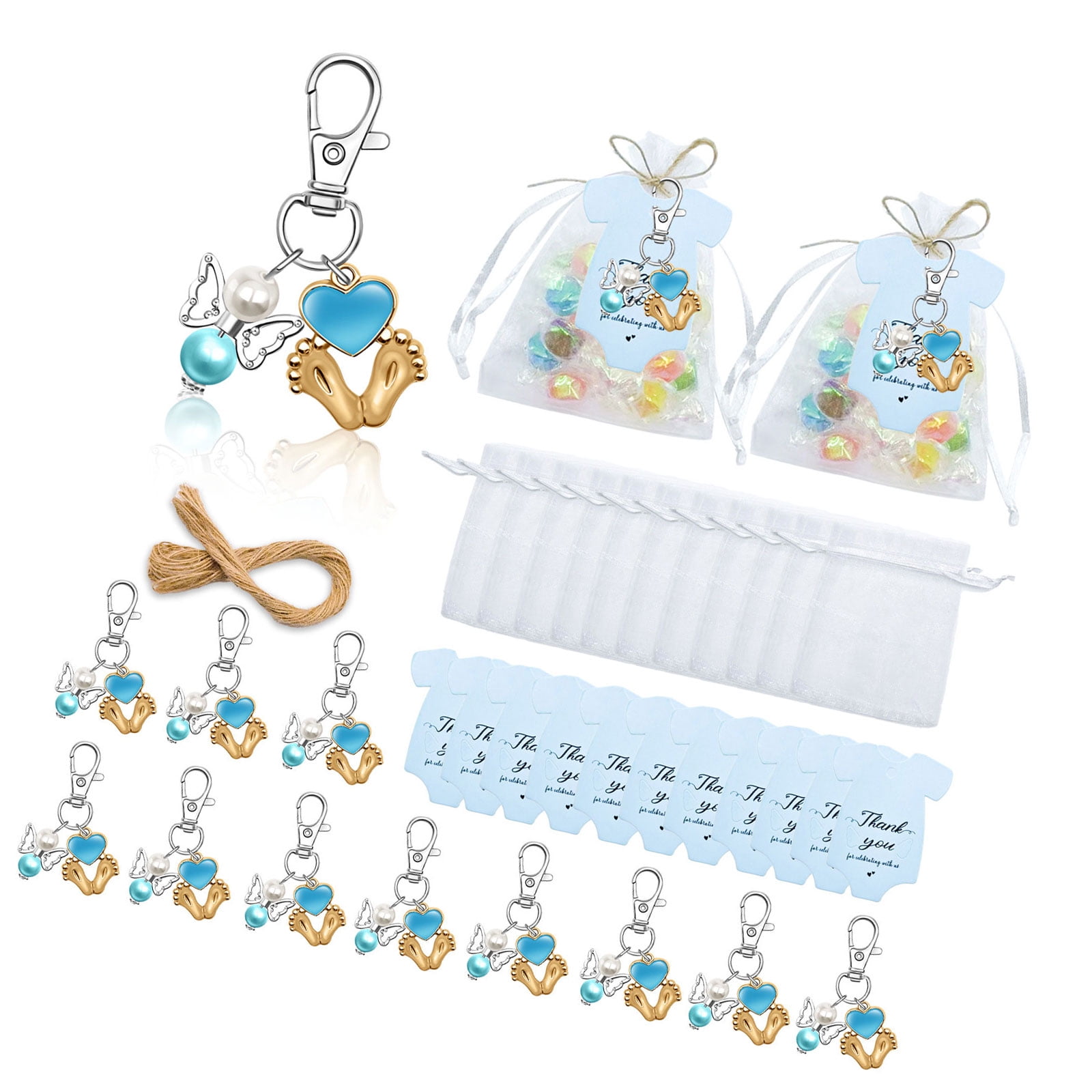 Pack of 24 Angelic Baby Footprint Keychains for Shower Party Supplies ...