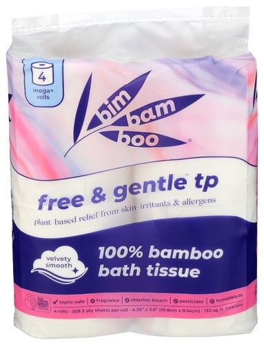 (Pack of 24) Bim Bam Boo Tissue Bath 2-Ply 4 Pc - Walmart.com
