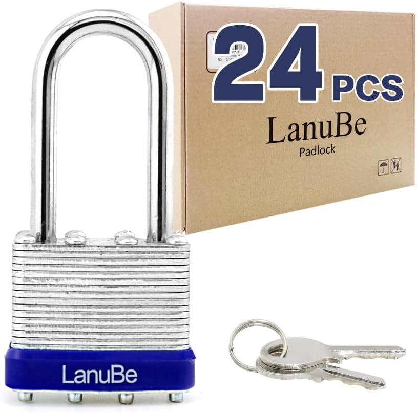 Pack of 24 Laminated Keyed Padlocks (1-9/16", 40mm) with Keyed Alike ...