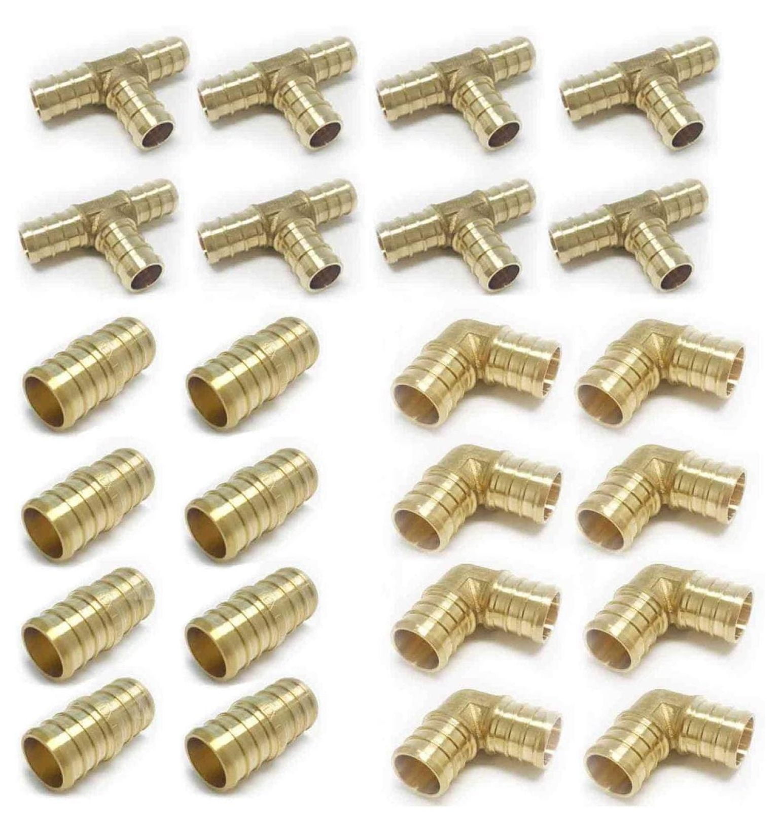 (Pack of 24) LoWyiL 1/2" Pex fittings: Tee, Elbow and Coupling 8 Pieces ...