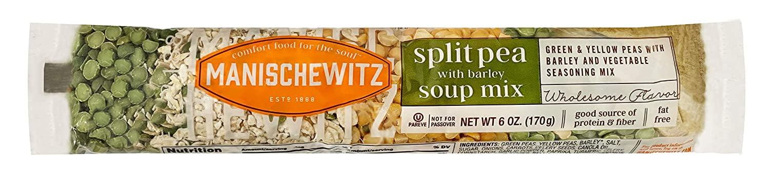 Pack of 24, ManischewitzAll-Natural Split Pea with Barley Soup Mix, 6 ...