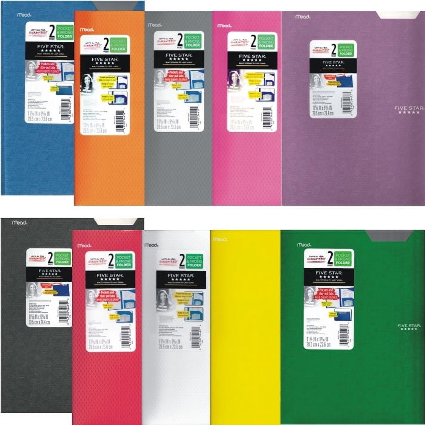 Pack of 24 - Mead Five Star 2-Pocket Prong Plastic Portfolio Folders ...