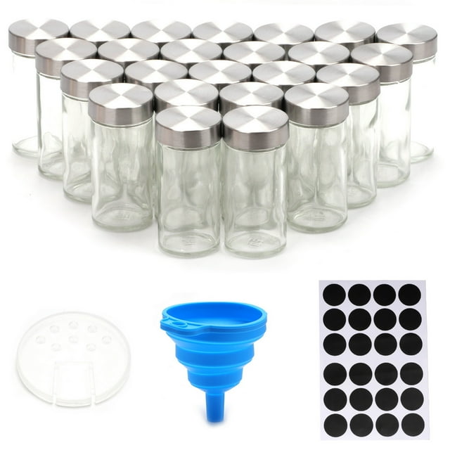 Pack of 24 Spice Jar Glass 100ML Seasoning Dispenser Bottle 3.5oz ...