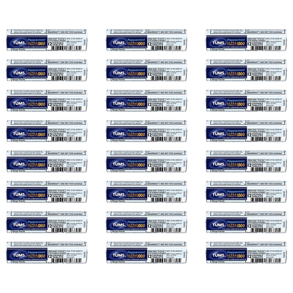Pack of (24) TUMS Antacid Chewable Tablets for Heartburn Relief, Ultra ...