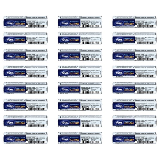 Pack of (24) TUMS Antacid Chewable Tablets for Heartburn Relief, Ultra ...