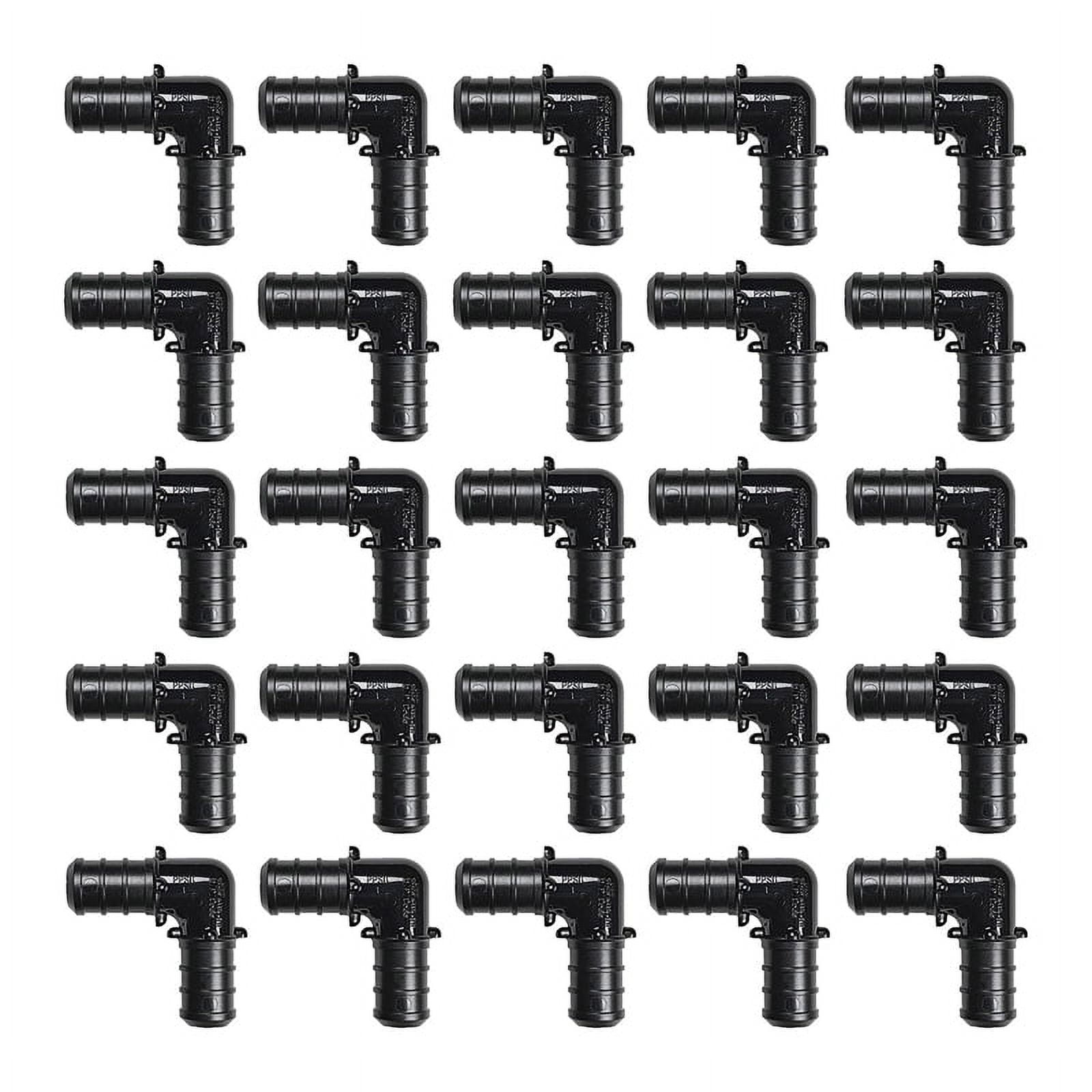 Pack of 25, 1/2 Inch Elbow, Barb Crimp Pex Fitting, Plastic Pex Fittings, (1/2 Inch Elbow, 25Pcs ...