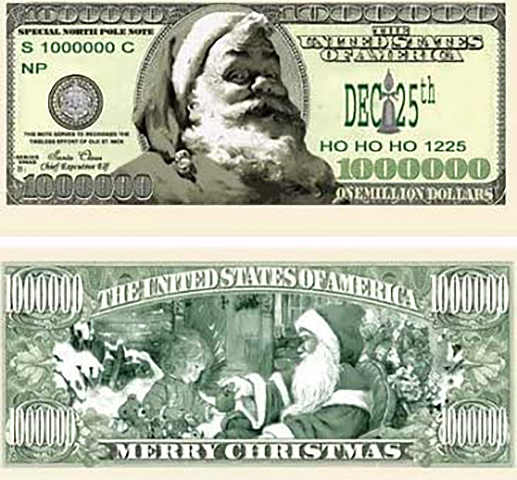 (Pack of 25) Black and white SANTA BUCKS million dollar novelty bills ...