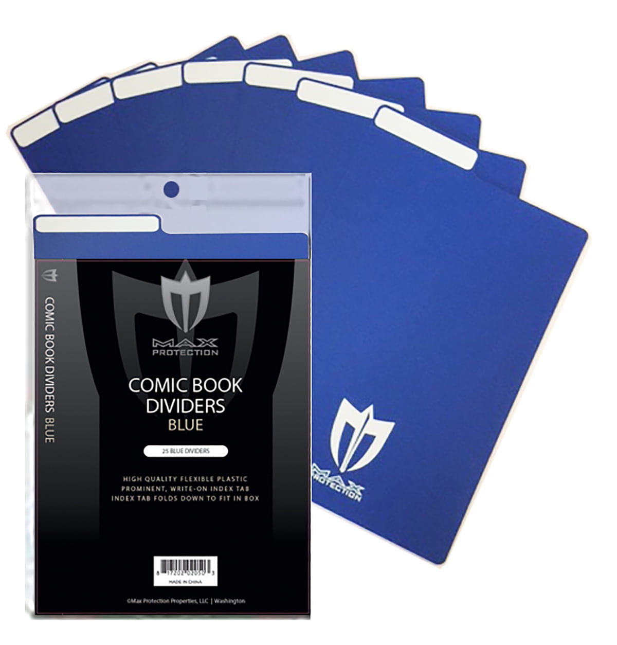 Pack of 25 Max Pro Blue Plastic Comic Book Dividers with Folding Write ...