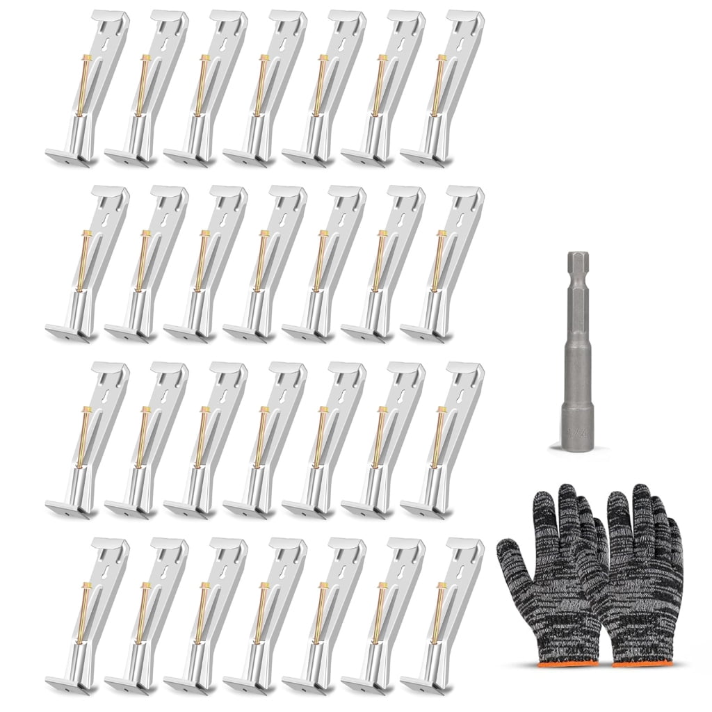 Pack of 28 Hide Gutter Hangers 5 Inch Sturdy Brackets with Screws ...