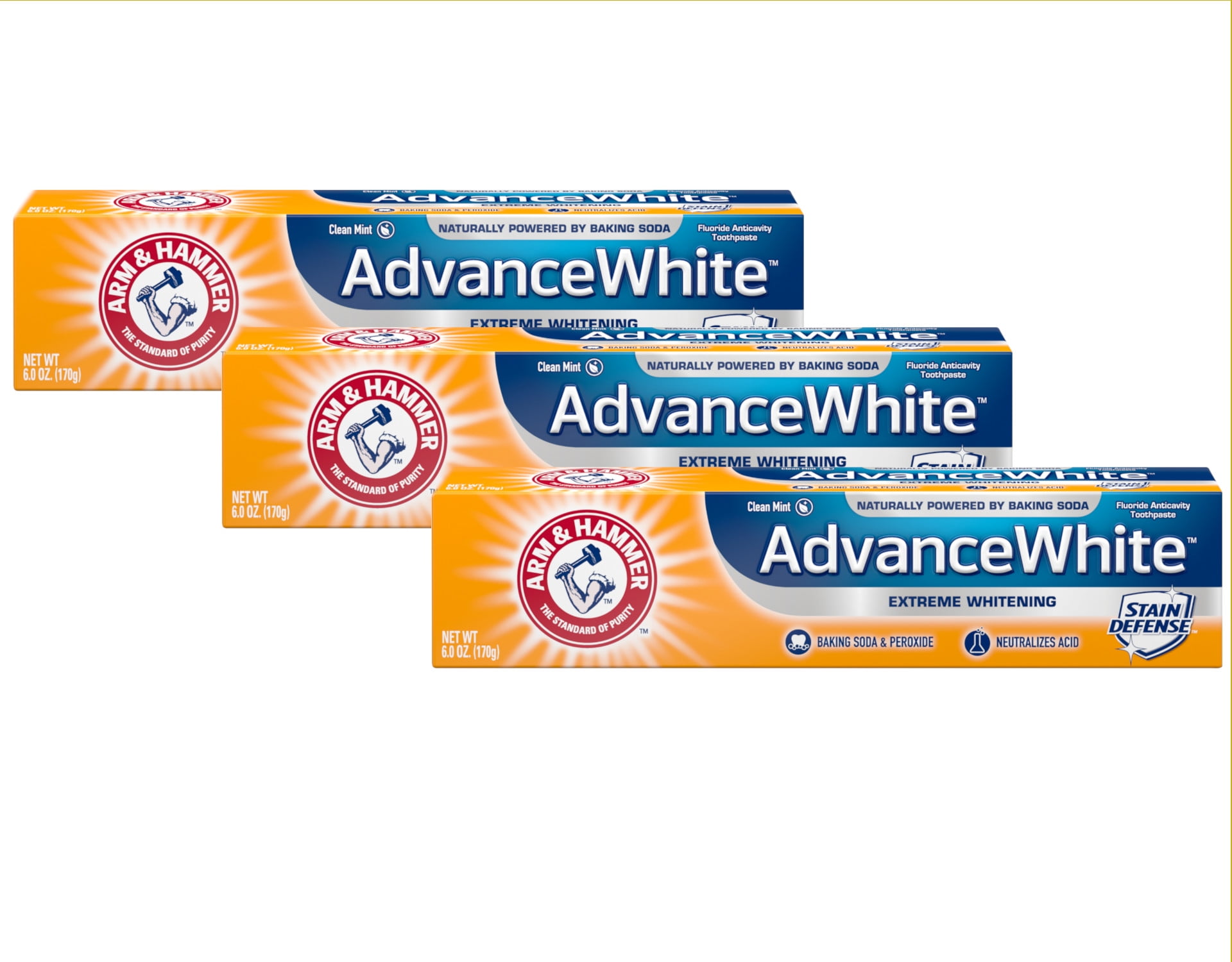 Pack of (3) Arm And Hammer Advance White Extreme Whitening Toothpaste Clean Mint - 6 O - Walmart.com