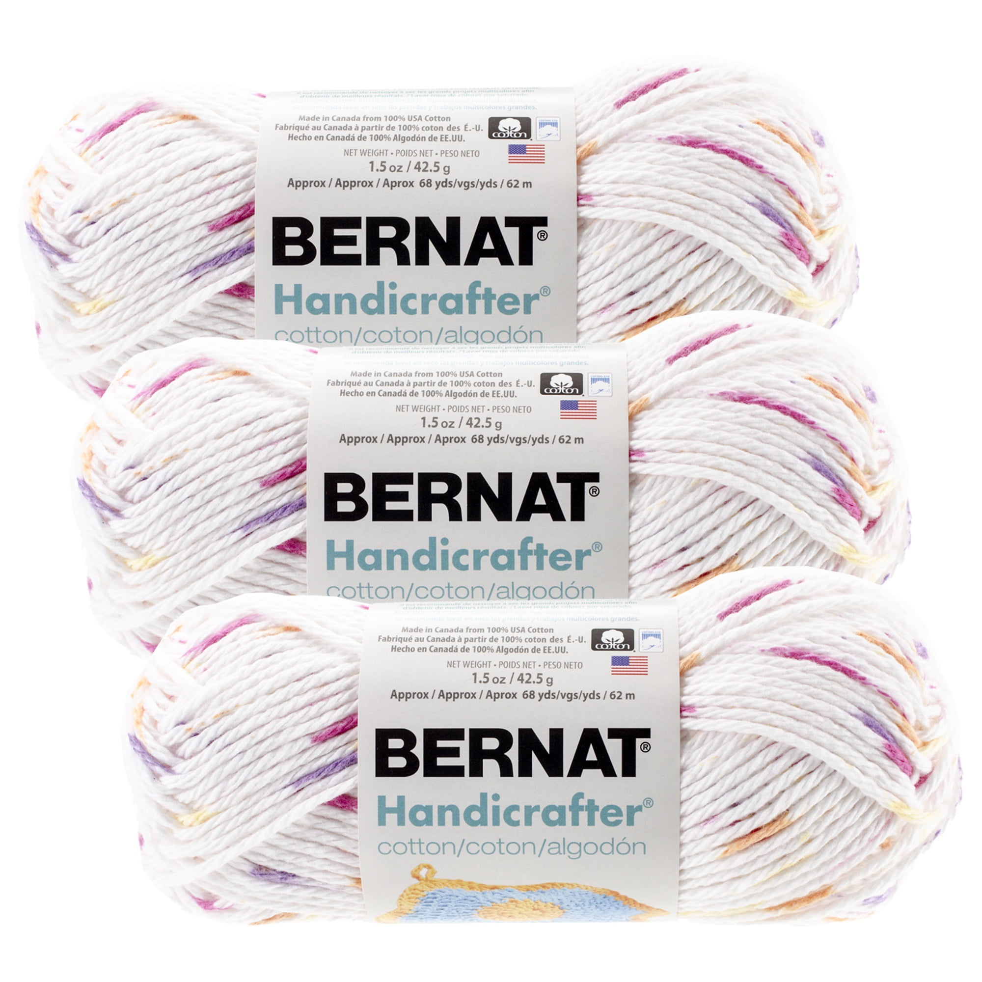 (Pack of 3) Bernat Handicrafter Cotton Yarn - Ombres-Floral Prints ...
