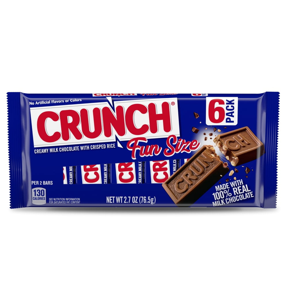 Pack of 3 CRUNCH Fun Size Creamy Milk Chocolate Bars with Crisped Rice ...