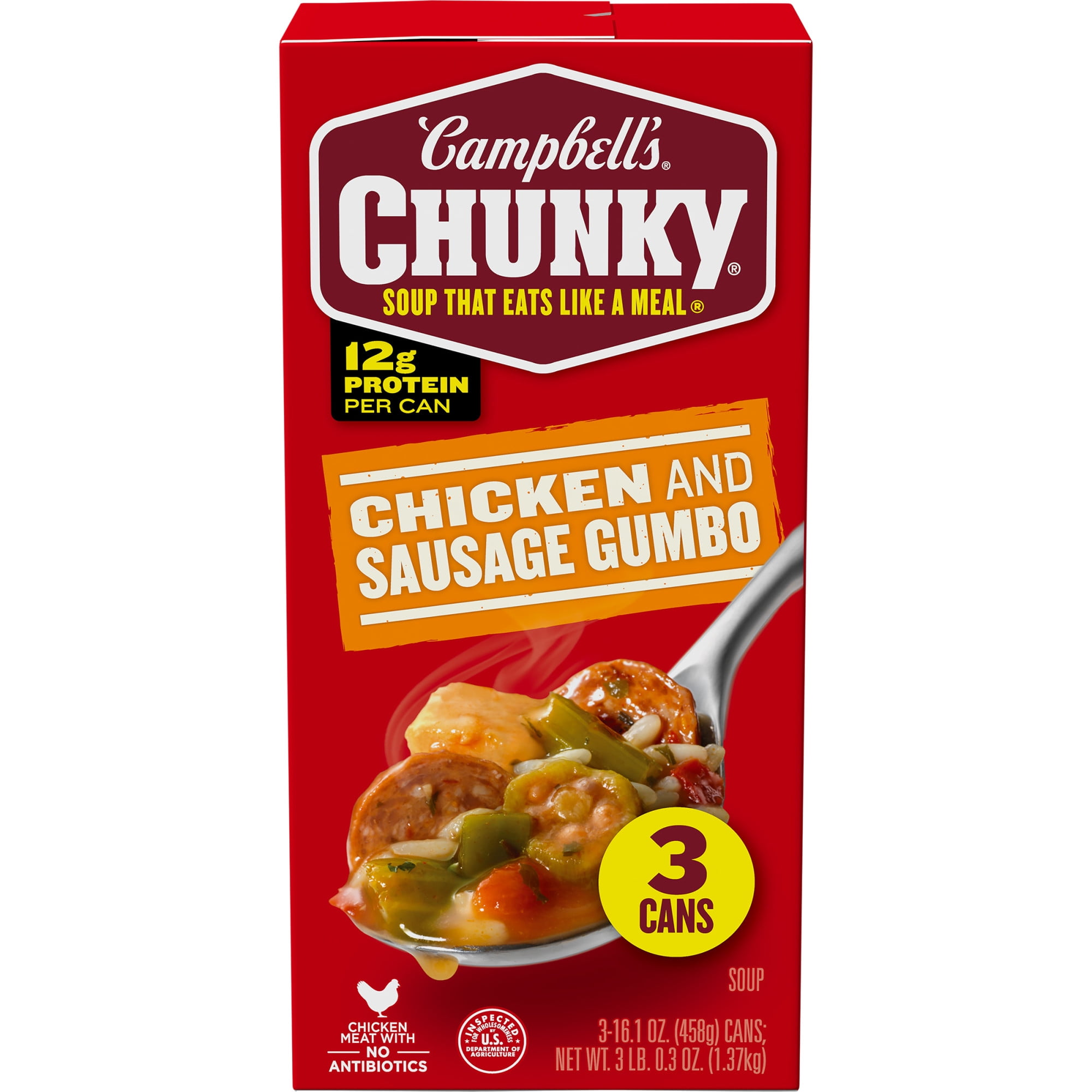 (Pack of 3) Campbell's Chunky Soup, Chicken and Sausage Gumbo, 16.1 oz ...