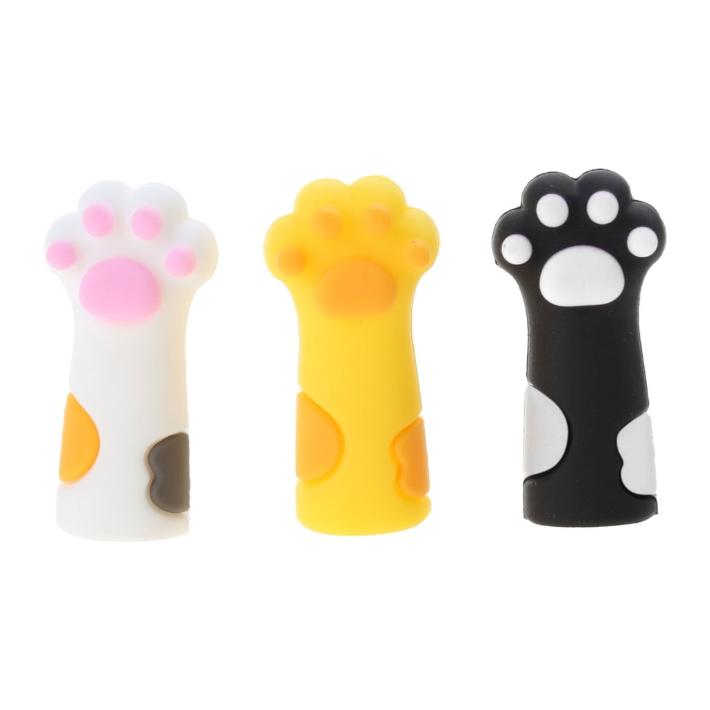 Pack of 3 Cat Paw Pencil Topper Stress Relief Anti-Chewing Silicone ...