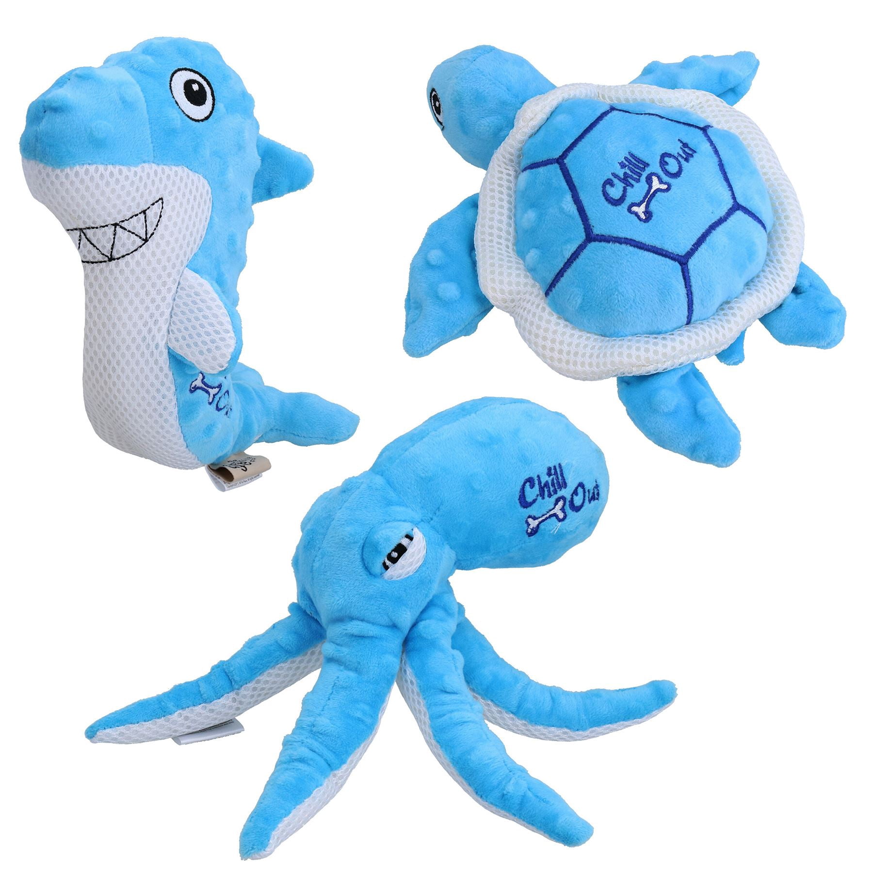 Pack of 3 Chill Out Animal Dog Plush Hydration Cooling Summer Play Toy ...