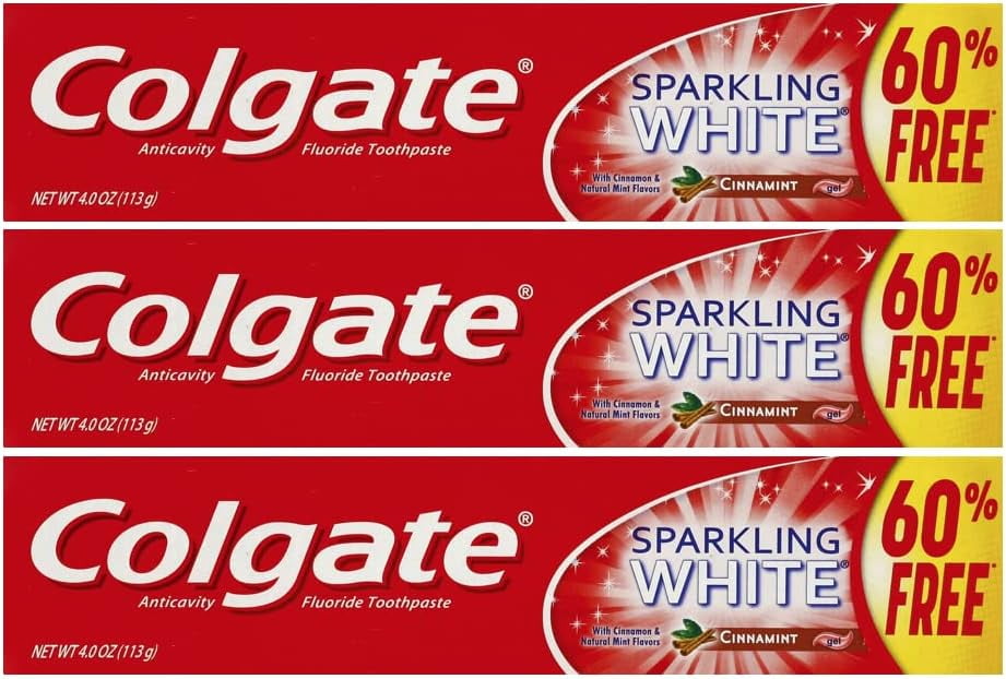(Pack of 3) Colgate Sparkling White Cinnamint Gel Toothpaste 4 Oz ...