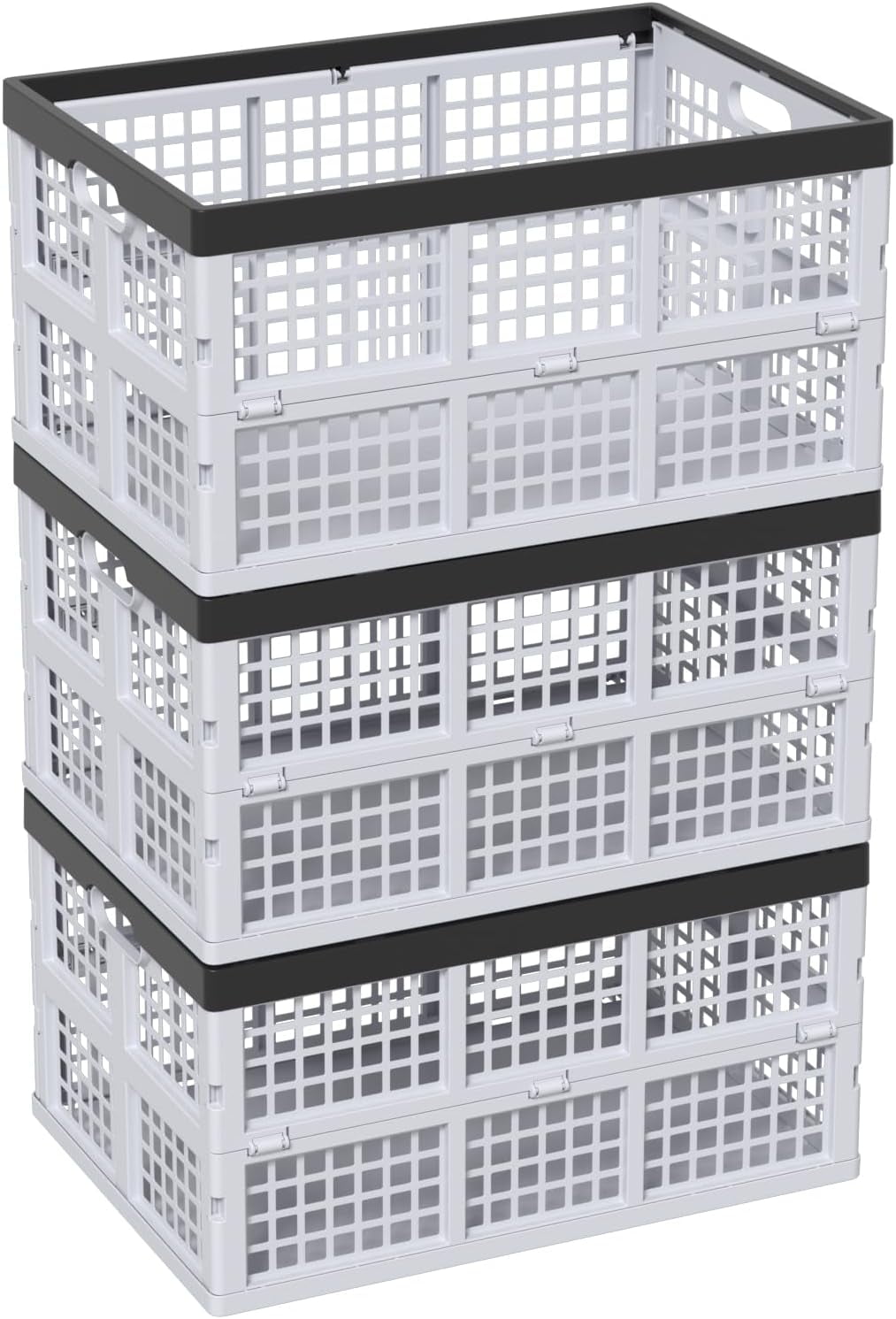 Pack of 3 Collapsible Storage Container Crates, Large Folding Basket ...